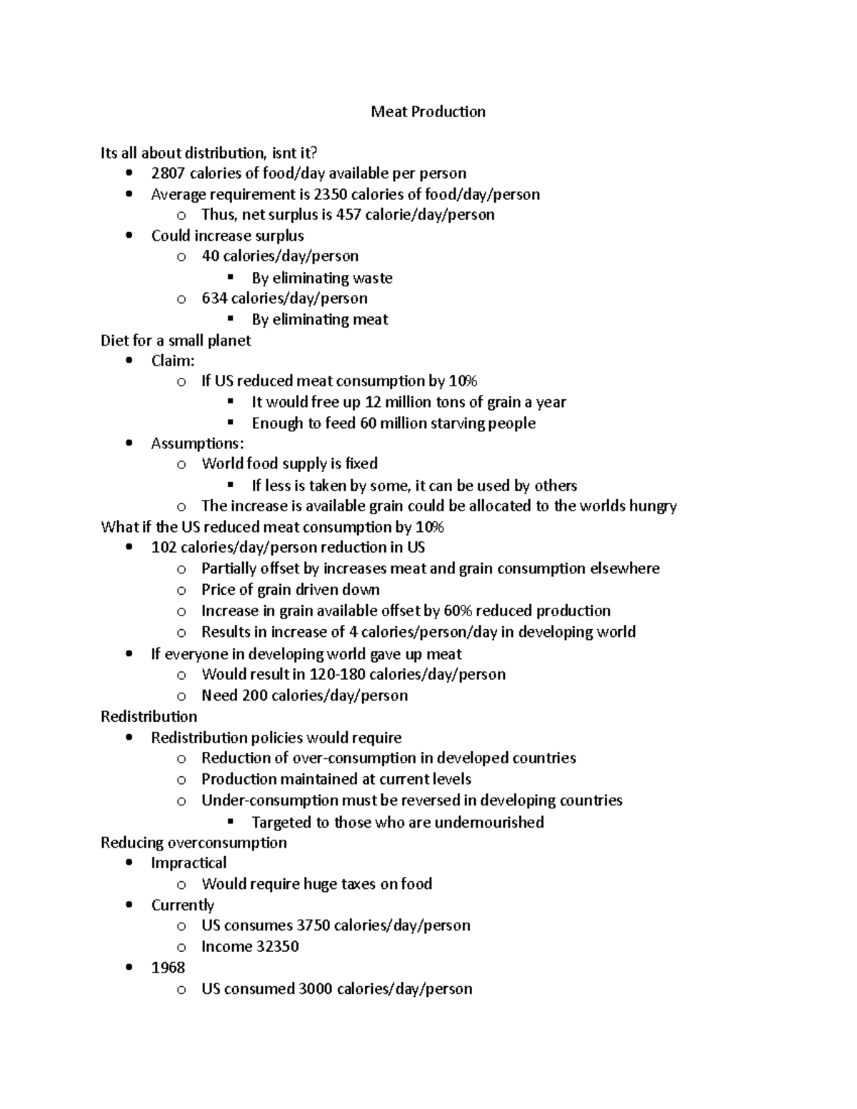 Meat Production - Lecture notes 1 - Meat Production Its all about ...