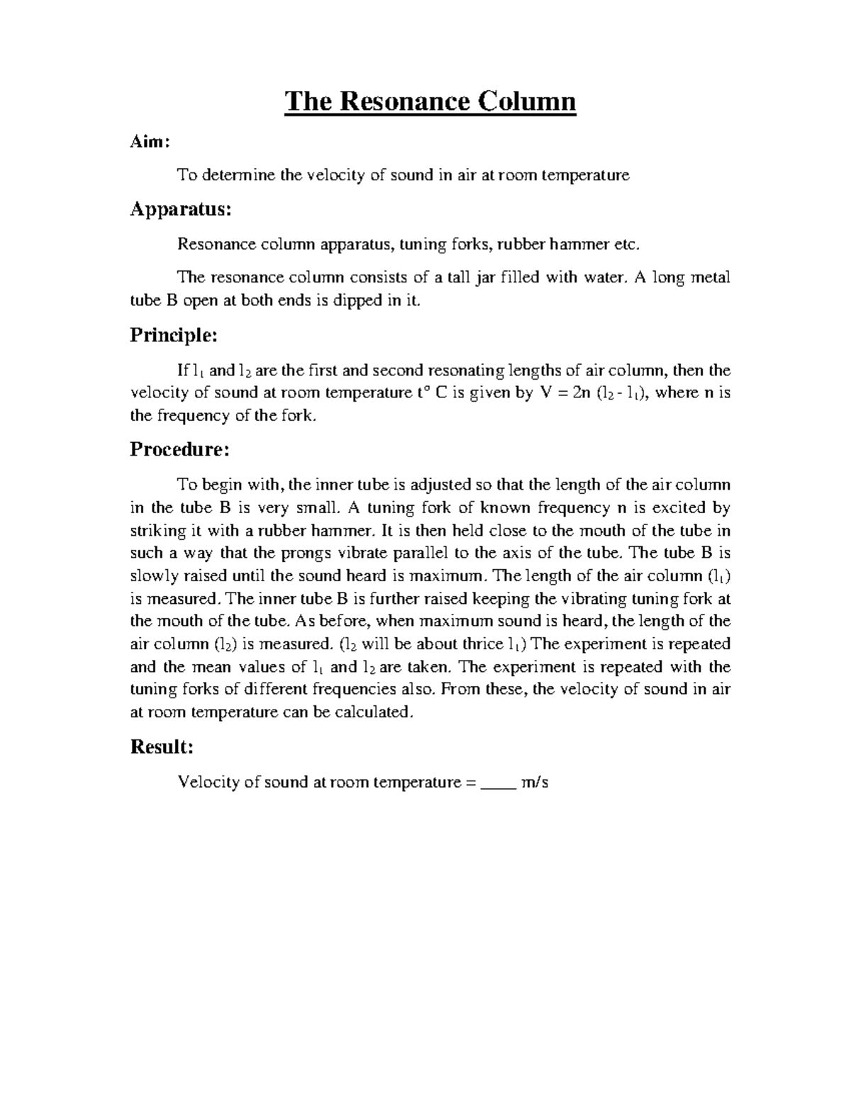 07 Resonance Column - Revision 2021 - The Resonance Column Aim: To ...