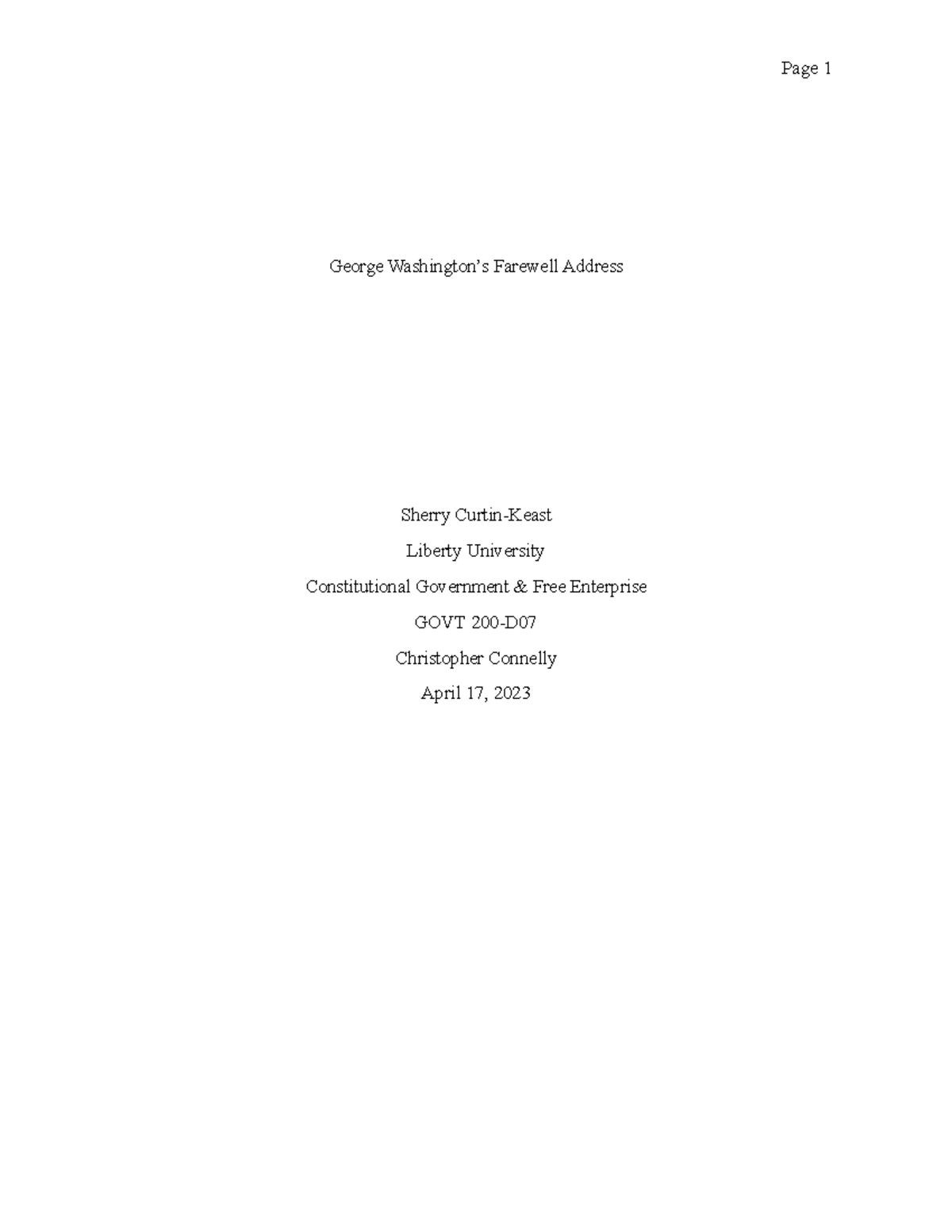 Washington's Farewell Address Final 1 - George Washington’s Farewell ...