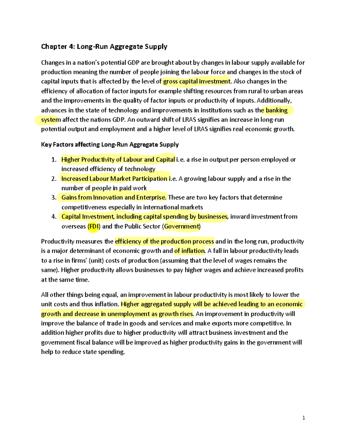 Chapter 4 Long-run Aggregate Supply - Chapter 4 : Long-Run Aggregate ...
