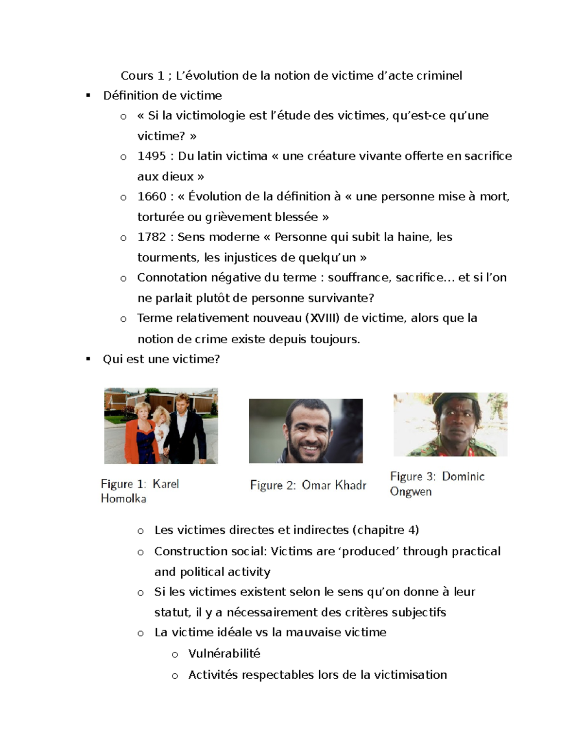 Cours 1 - Andréa Zota - Cours 1 ; L’évolution de la notion de victime d ...