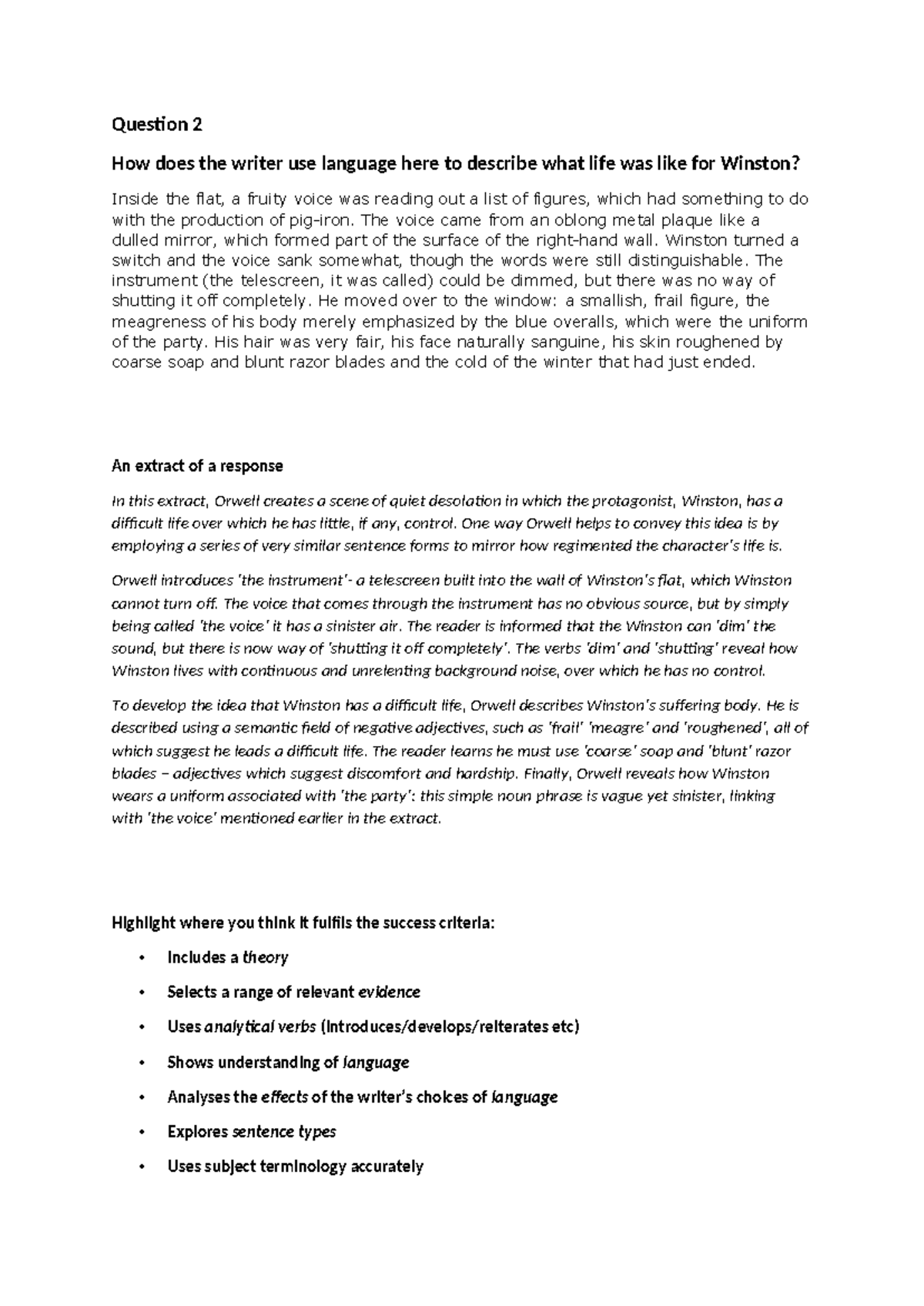 yesdijsfriofr0ijoi - Question 2 How does the writer use language here ...