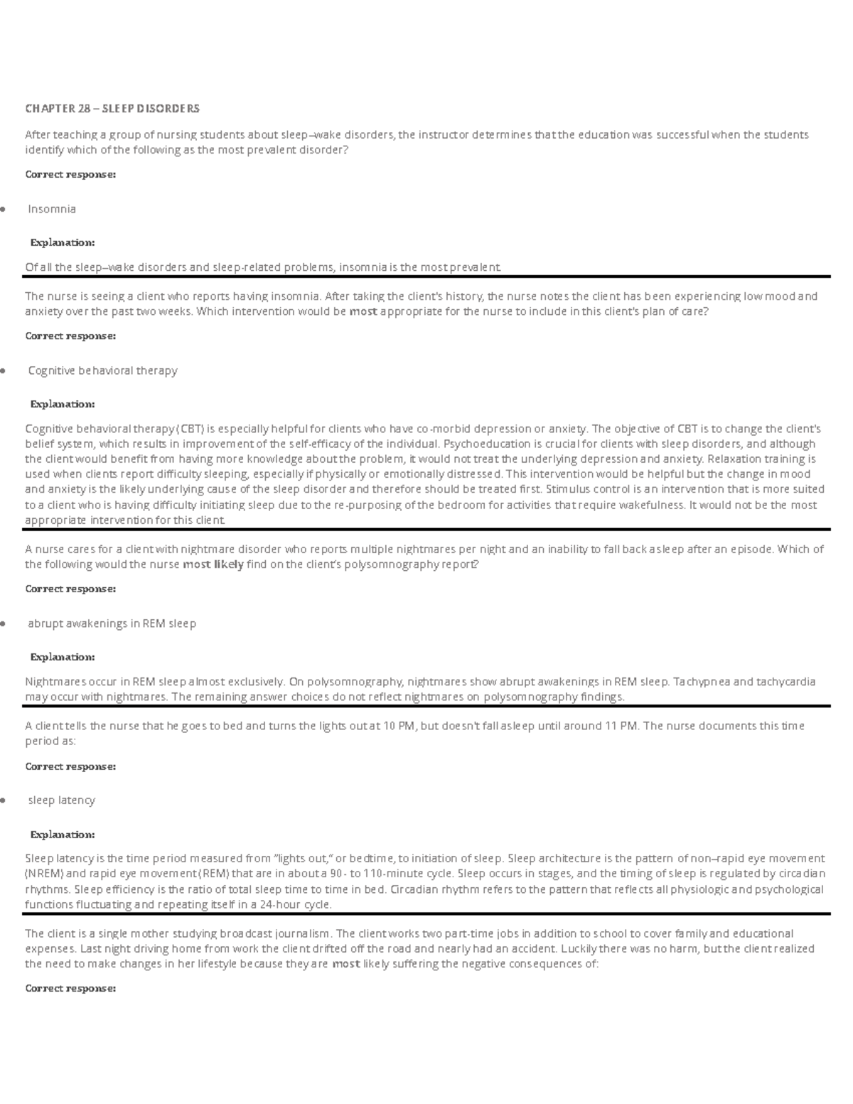 Chapter 28 Sleep Disorders - CHAPTER 28 – SLEEP DISORDERS After ...