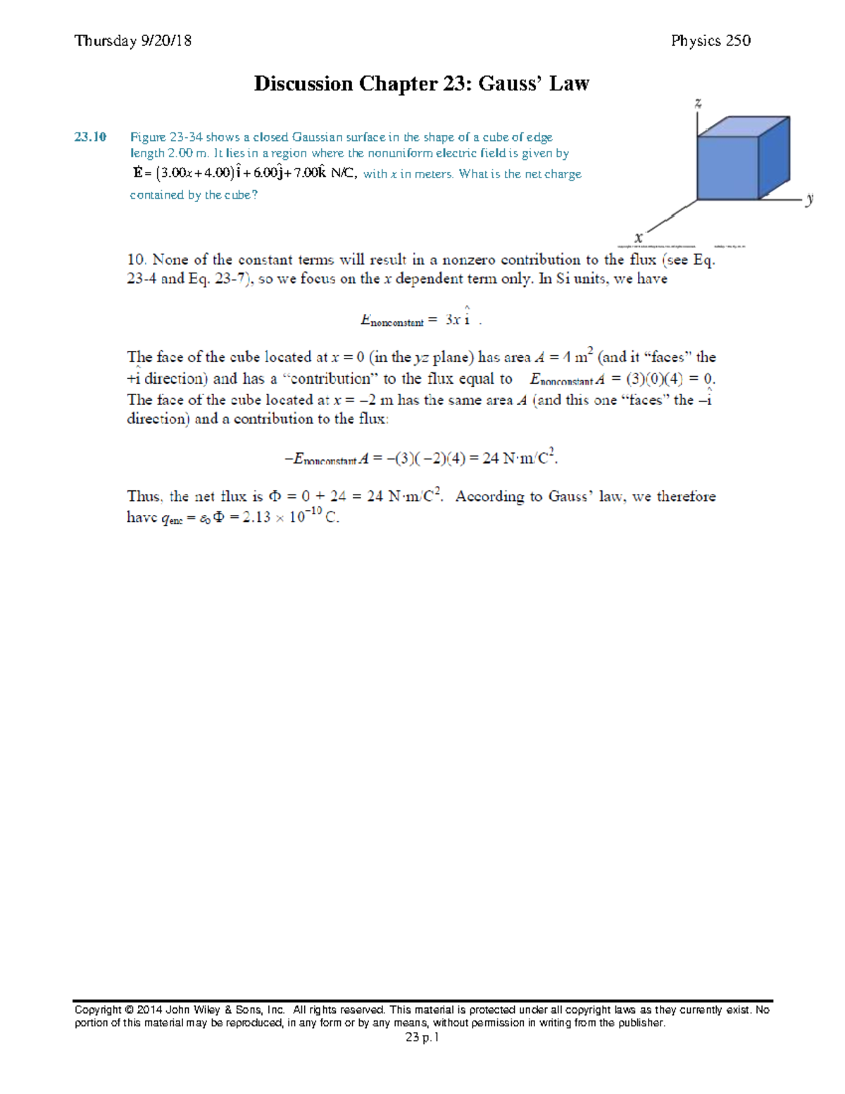 Discussion Ch23 - Fundamental of Physics II - Studocu