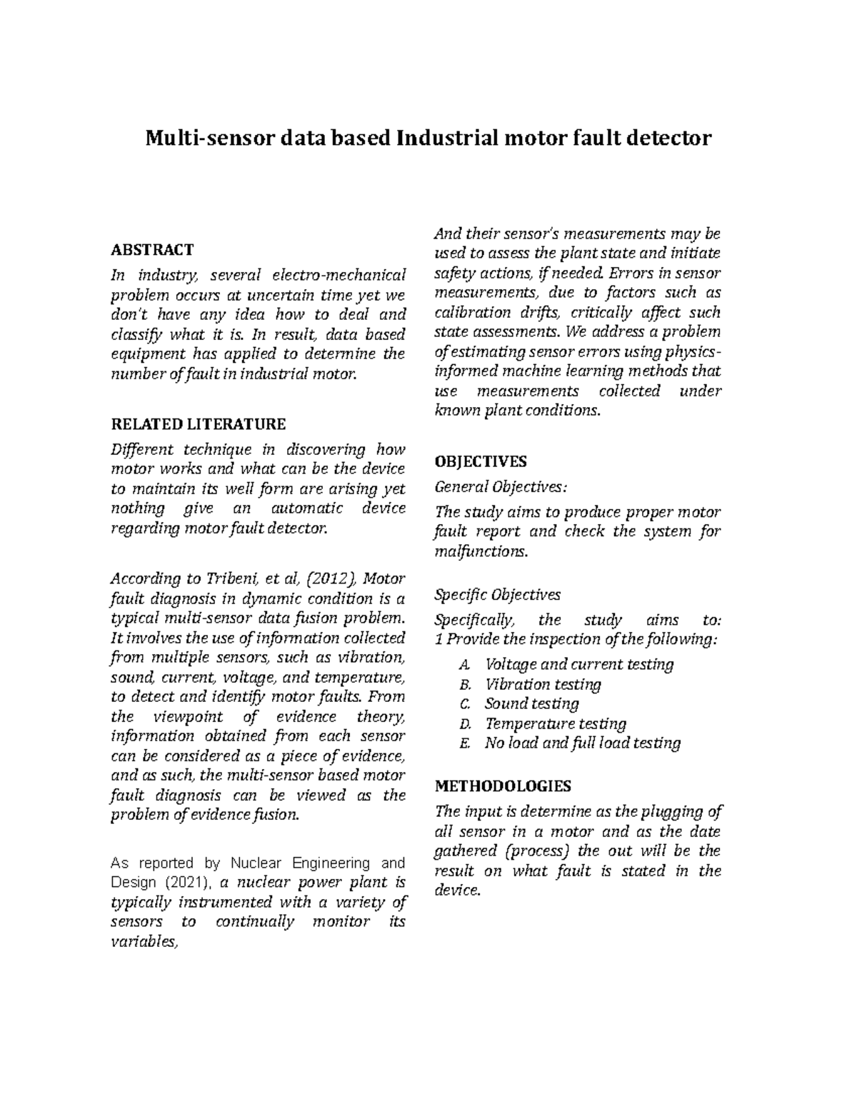 Multi sensor data based Industrial motor fault detector - Multi-sensor ...