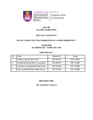 Case Study IMU151 - ok alhamdulillah - ACADEMY OF CONTEMPORARY ISLAMIC ...