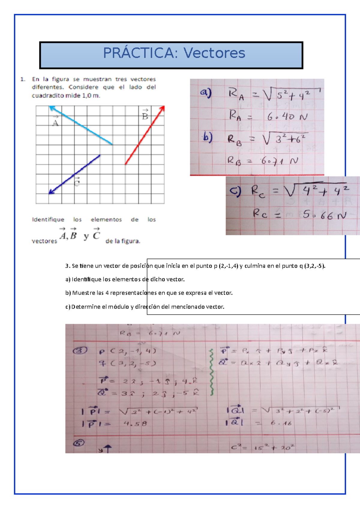 S08.s1 Tarea de Vectores - PRÁCTICA: Vectores Se tiene un vector de ...