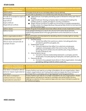D072 Study Guide - Fundamentals OF Business - D072 Study Guide Module ...