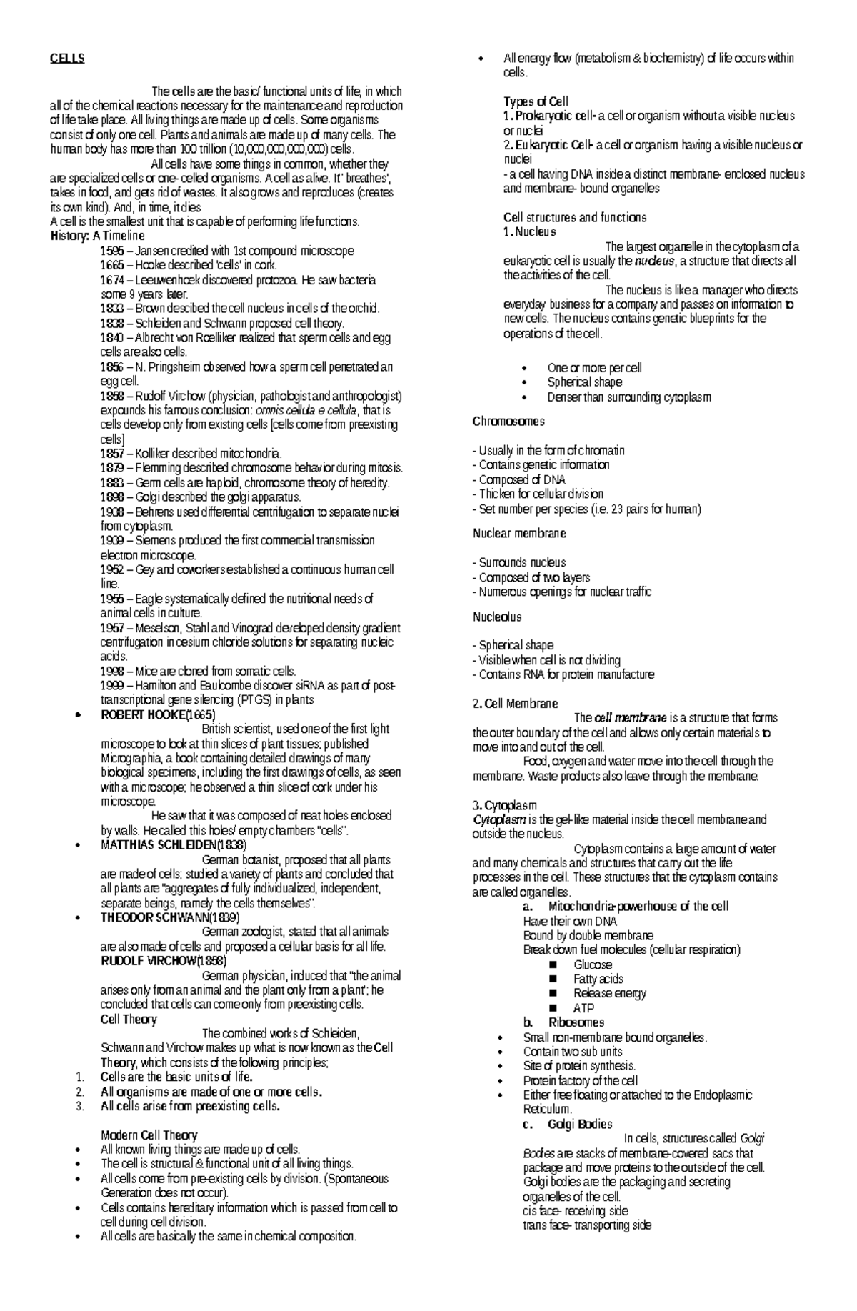 3 - asfd - CELLS The cells are the basic/ functional units of life, in ...