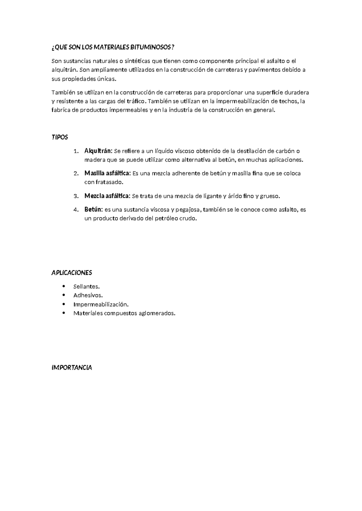 Materiales bituminosos - ¿QUE SON LOS MATERIALES BITUMINOSOS? Son ...