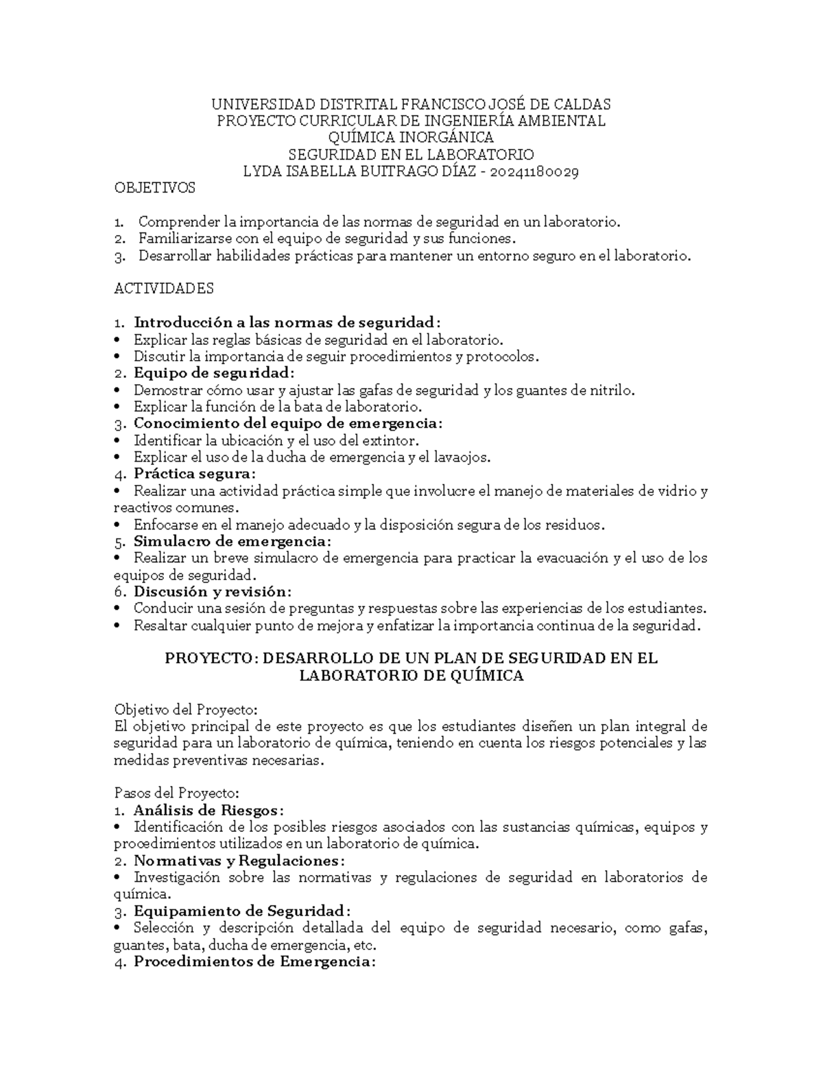 1. Seguridad en el Laboratorio - UNIVERSIDAD DISTRITAL FRANCISCO JOSÉ ...