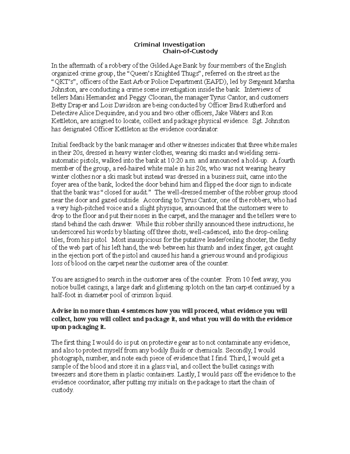 Module 3 Assignent - Criminal Investigation Chain-of-Custody In the ...