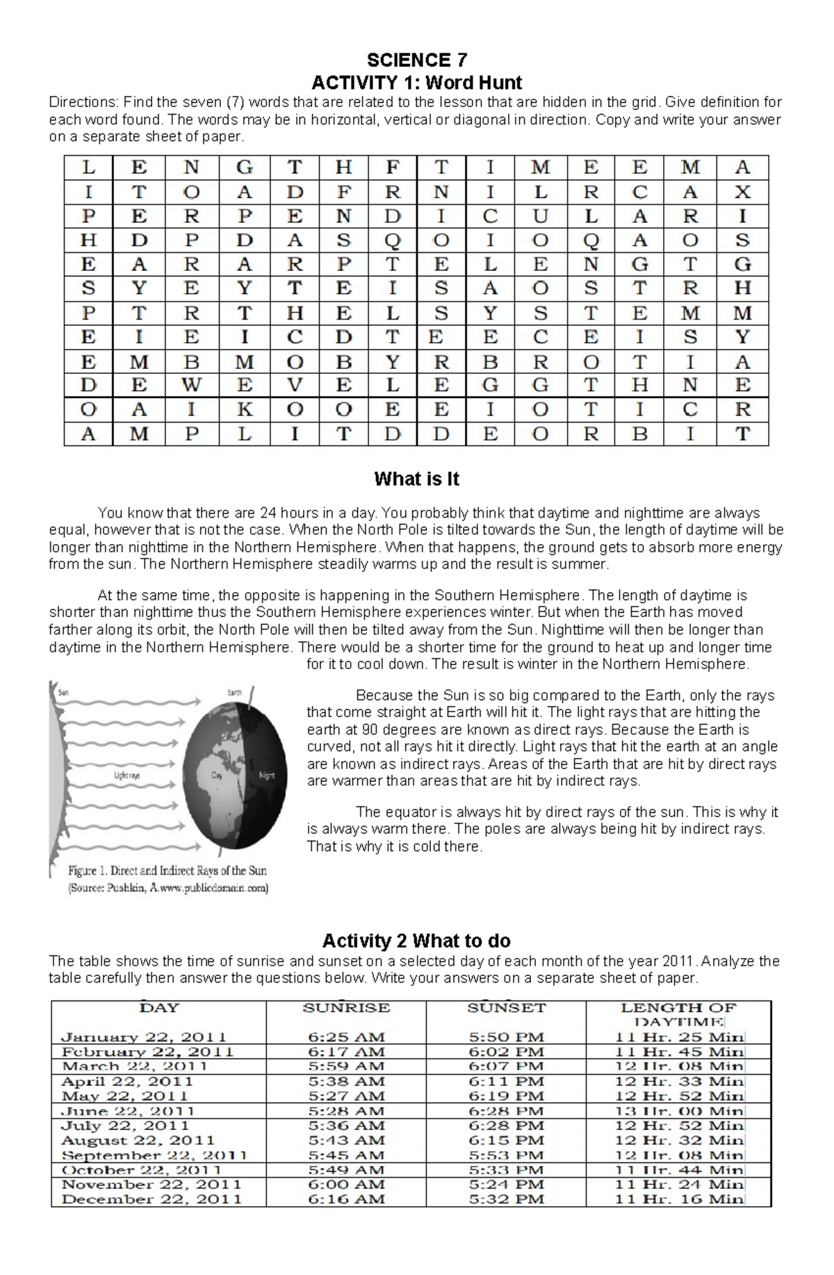 Science 7 Interaction OF Atmosphere - SCIENCE 7 ACTIVITY 1: Word Hunt ...