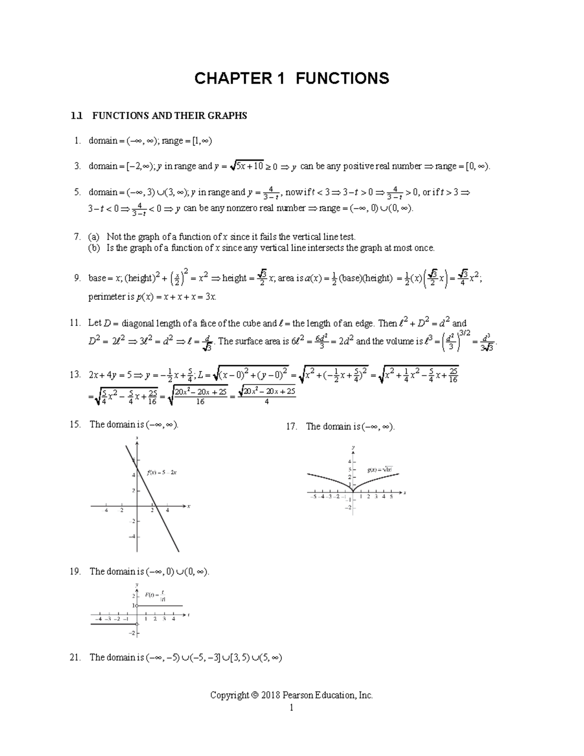 Math203 Chapter 1 solutions Thomas Calculus - Copyright 2018 Pearson ...