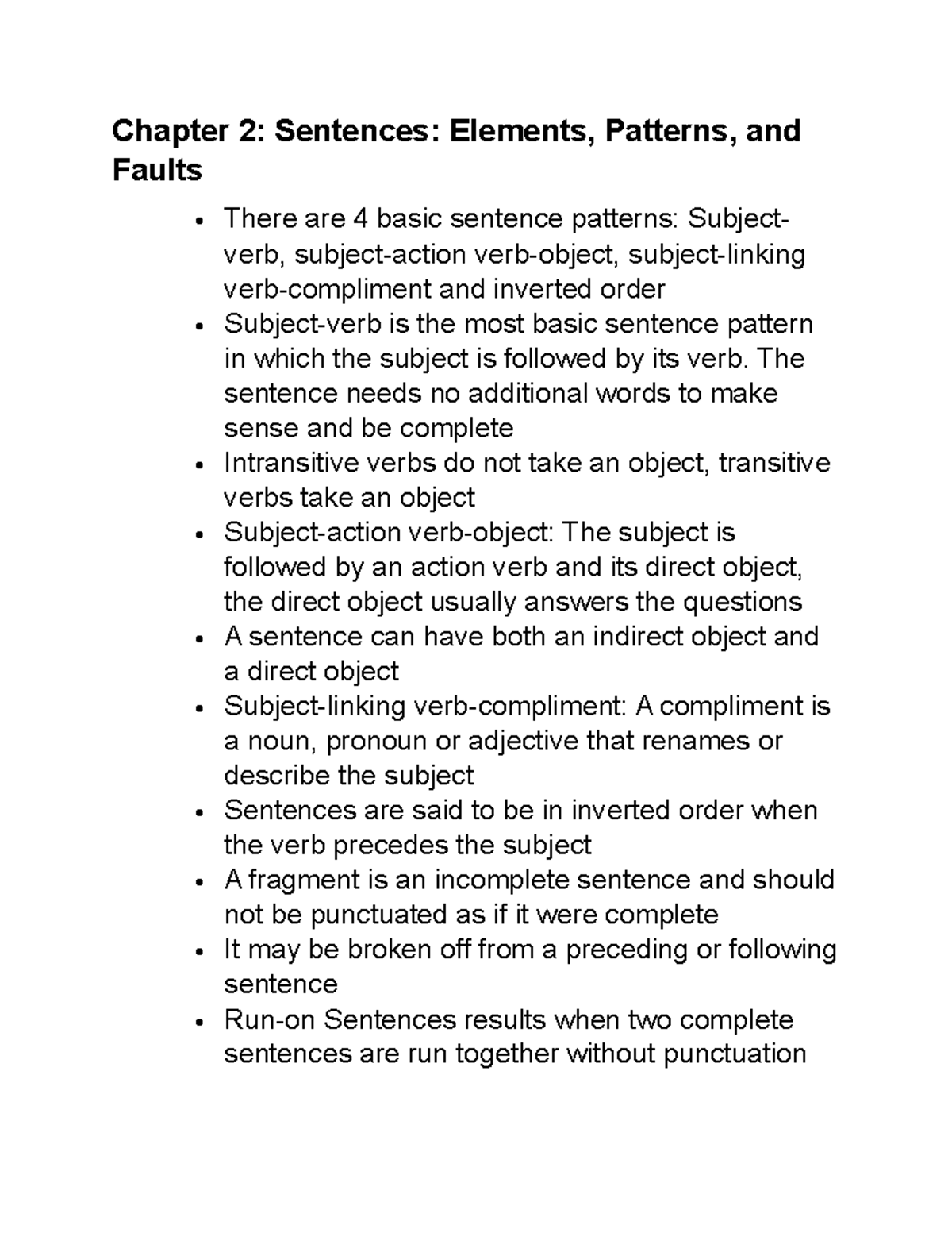 Chapter 2 sentences elements and faults - Chapter 2: Sentences ...