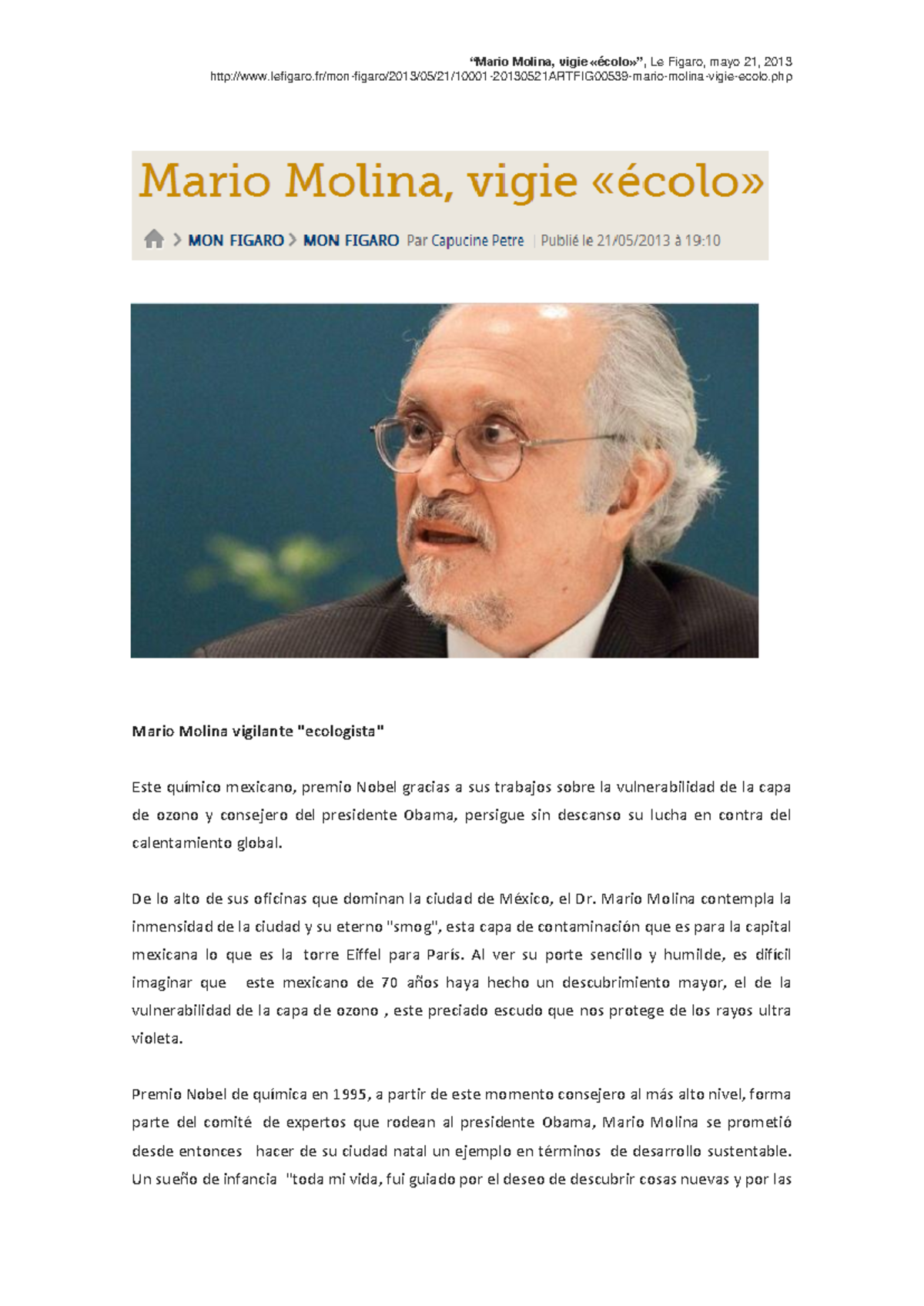 Mario-Molina Le-Mond español 21mayo2013 1 - “Mario Molina, vigie «écolo ...