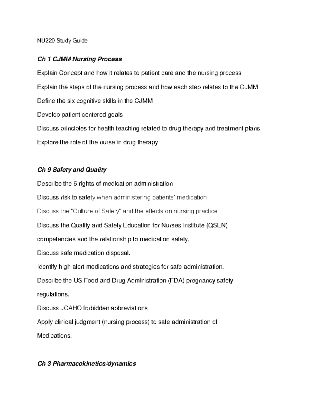 Pharmacology Exam 1 Review - NU220 Study Guide Ch 1 CJMM Nursing ...