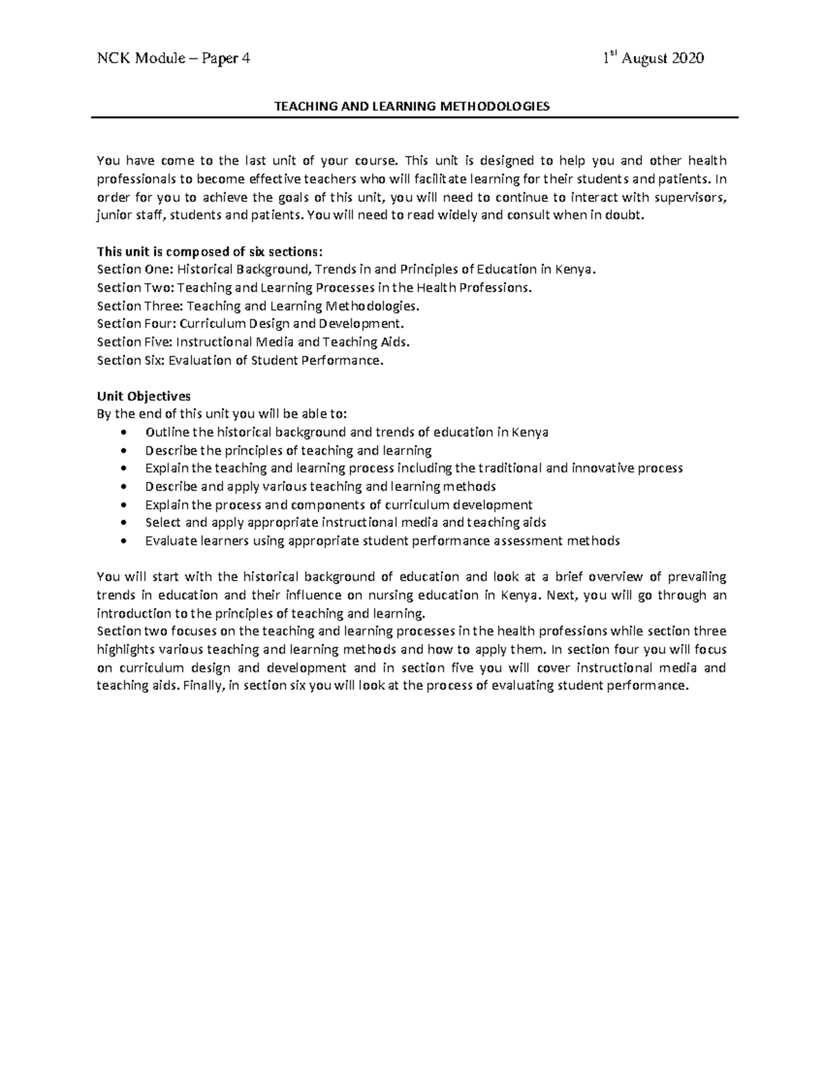 Teaching AND Learning Methodologies - NCK module 2 - TEACHING AND ...