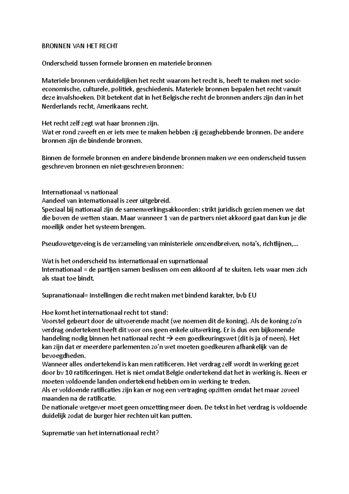 Bronnen VAN HET Recht - BRONNEN VAN HET RECHT Onderscheid tussen ...