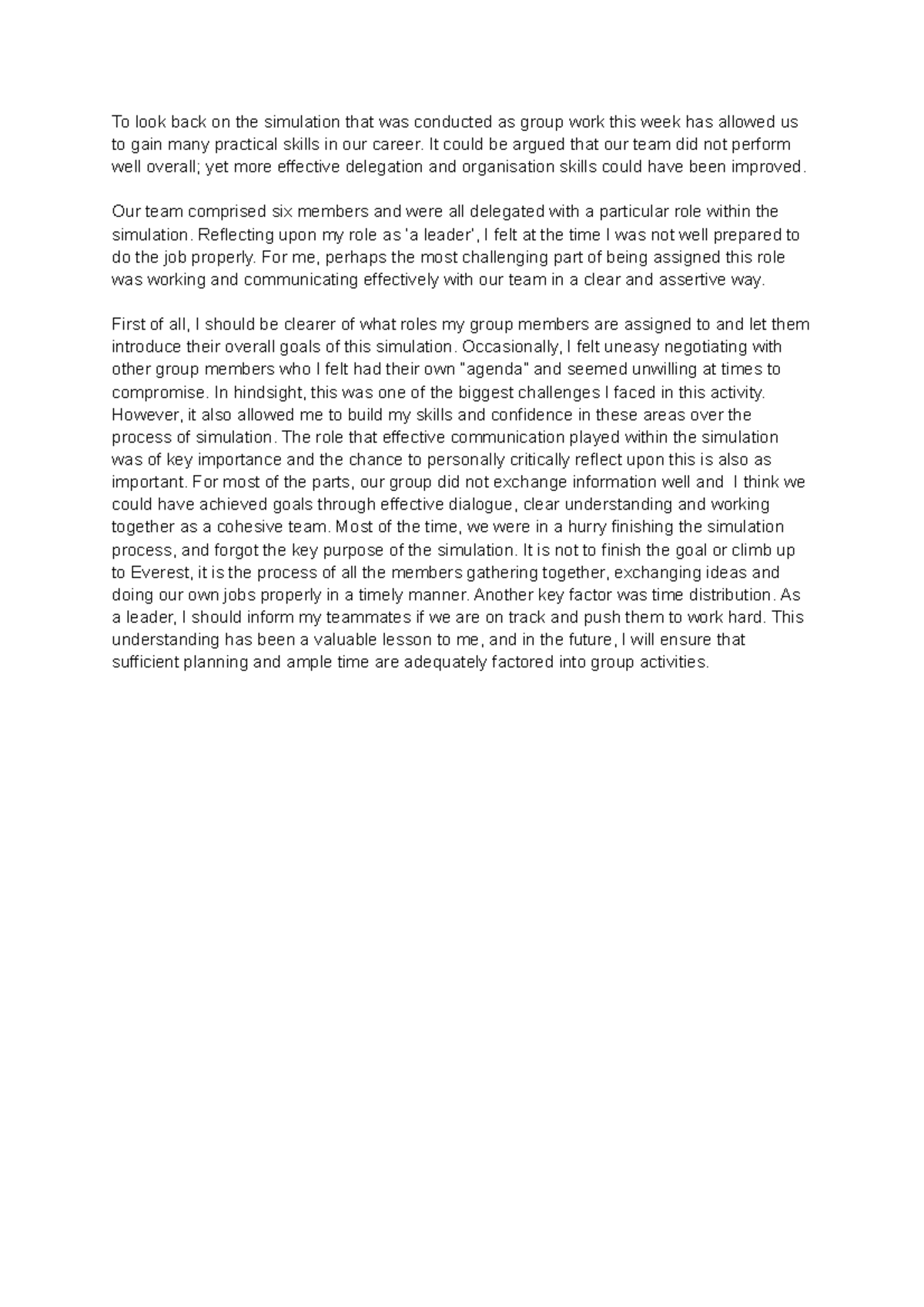 Reflection Tengyun yang-2 - To look back on the simulation that was ...