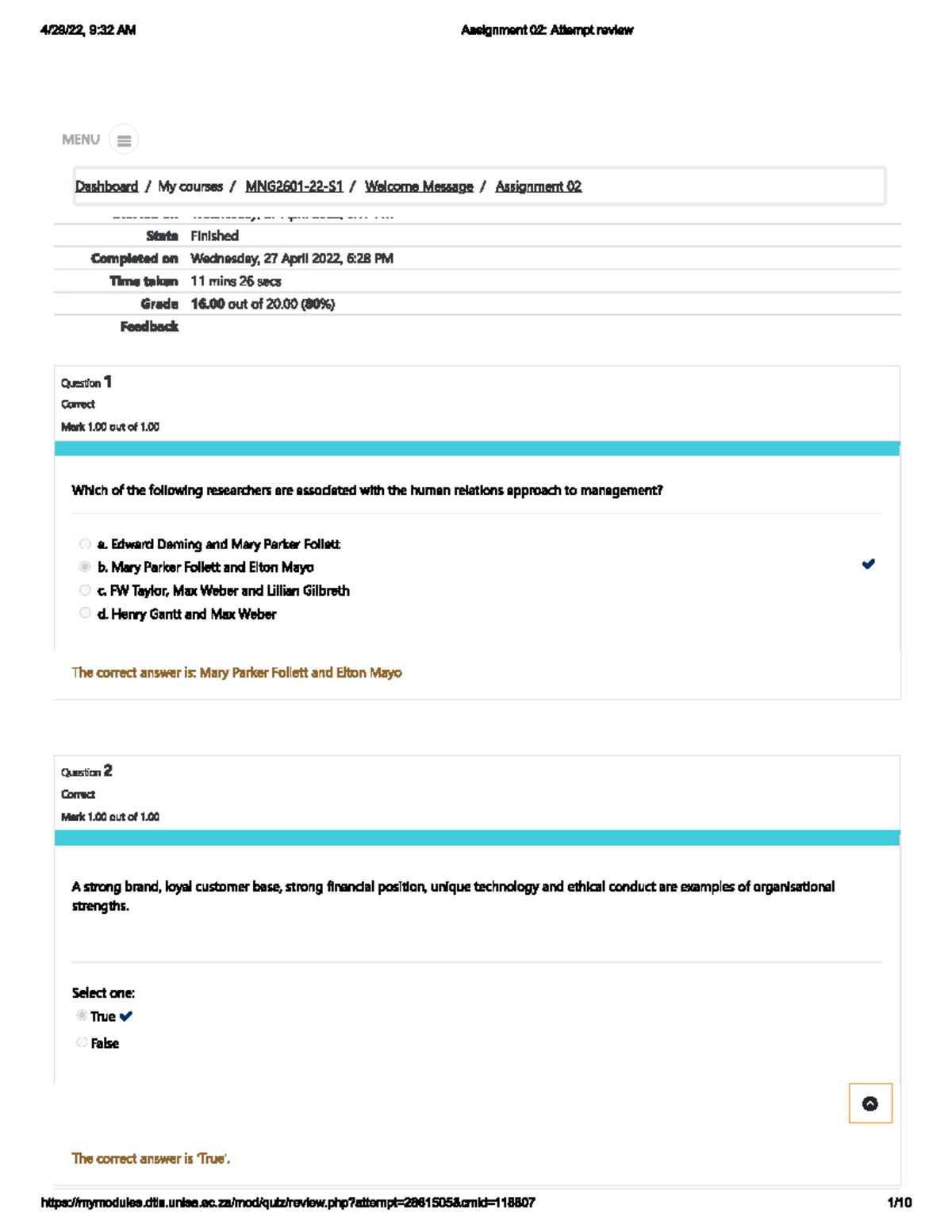 Assignment 2 - Questions and answers - 9:32 AM Assignment 02: Attempt ...