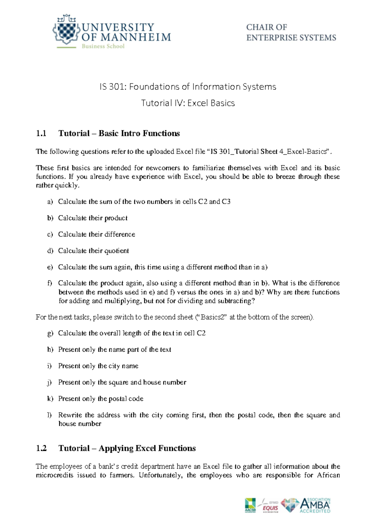 IS 301 Tutorial Sheet 4 - Sommersemester - IS 301: Foundations of ...