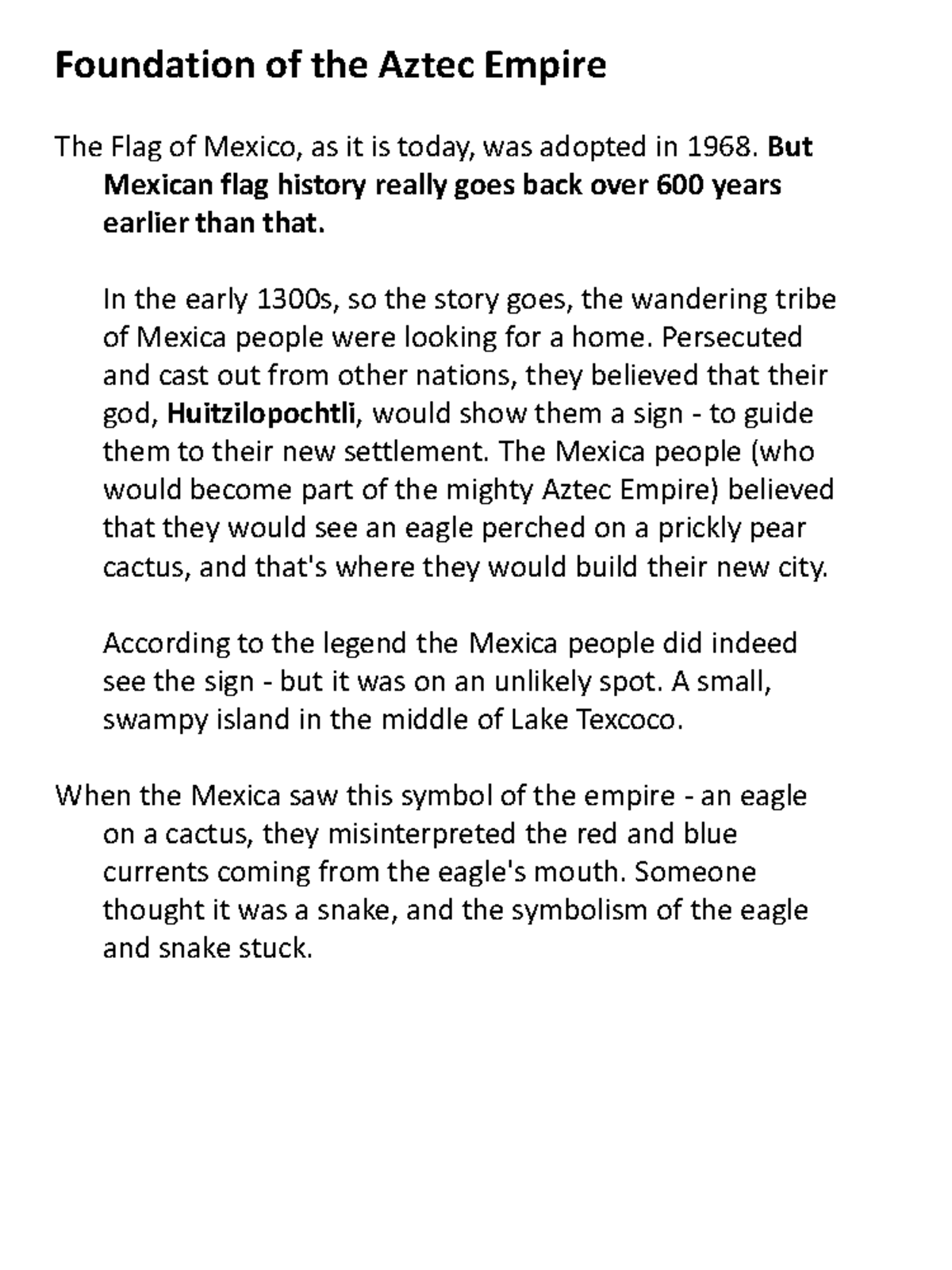 Foundation of the aztec empire - Foundation of the Aztec Empire The ...