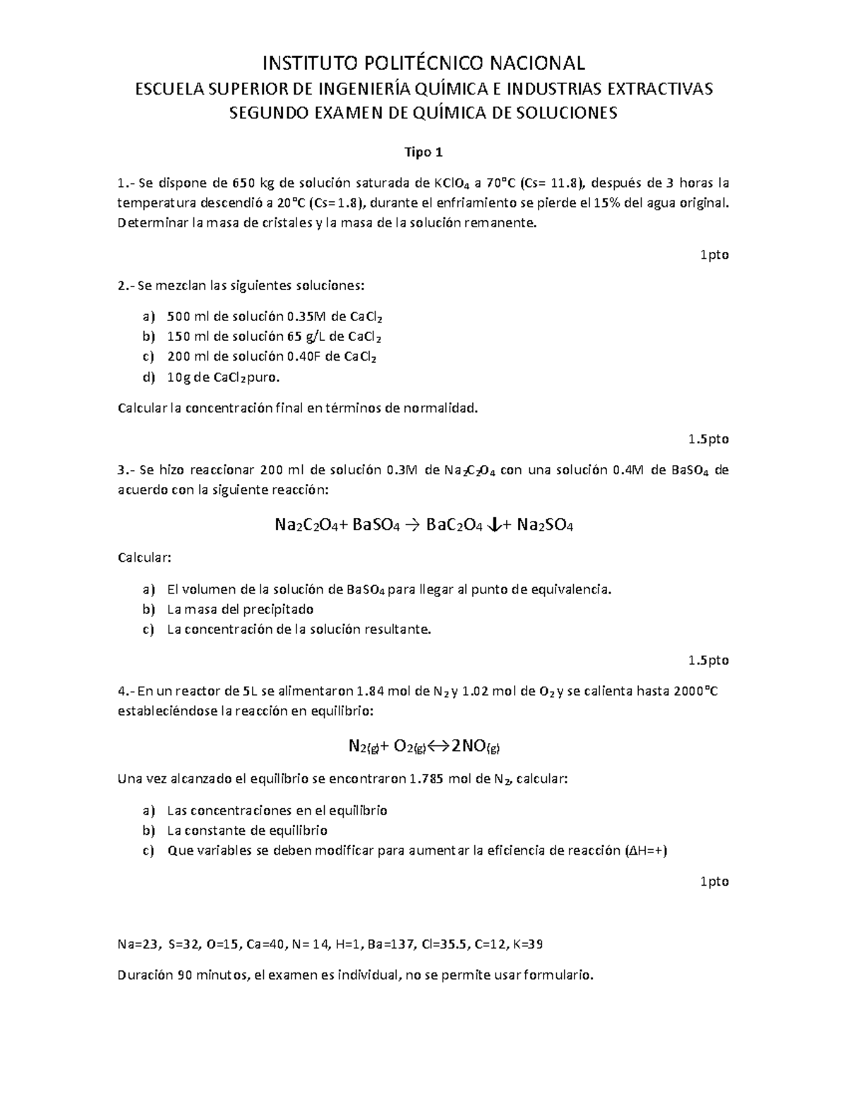 Examen segundo tipo1 QS - INSTITUTO POLITÉCNICO NACIONAL ESCUELA ...