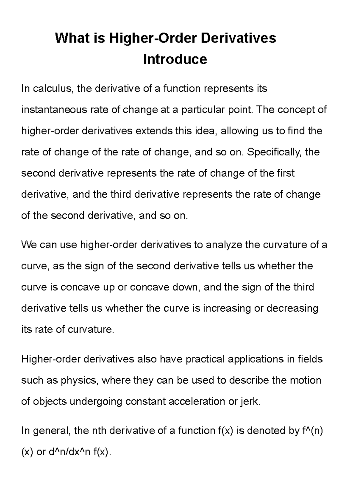What is Higher-Order Derivatives Introduce - What is Higher-Order ...