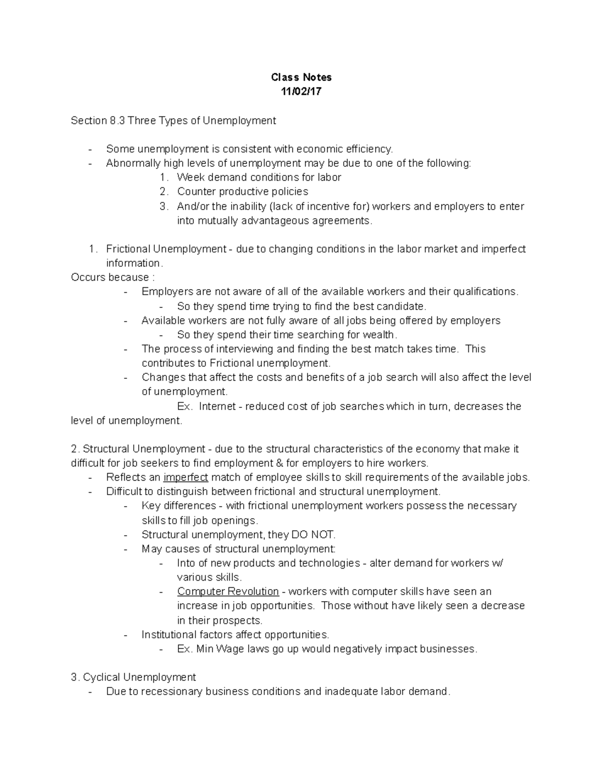 11/02/17 - Lecture notes 1 - Class Notes 11/02/ Section 8 Three Types ...