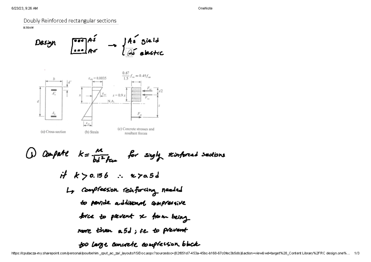 8. Doubly reinforced rectangular sections - 6/23/23, 9:26 AM OneNote ...