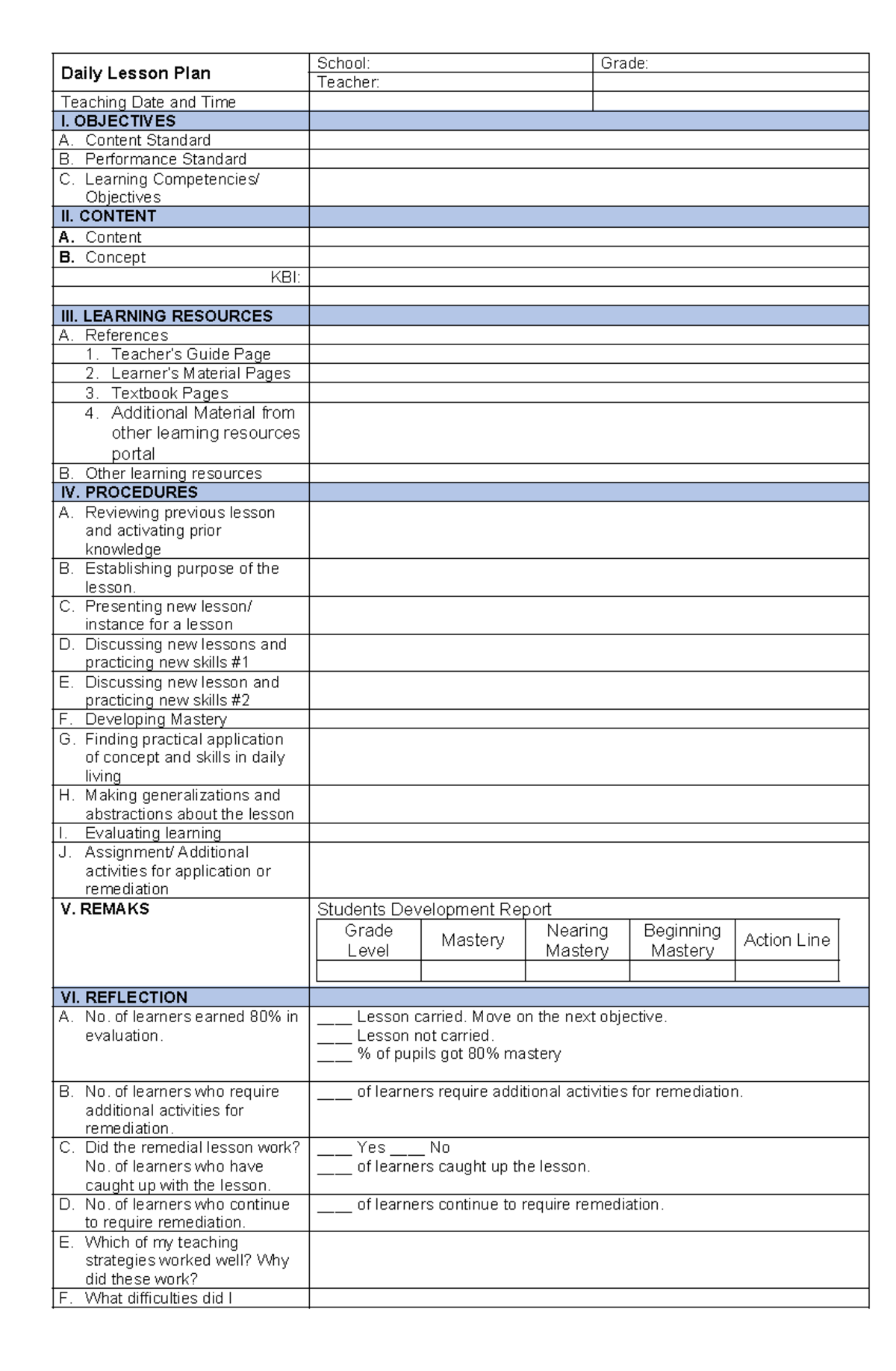 Pdfcoffee - lesson progression - Daily Lesson Plan School: Grade ...