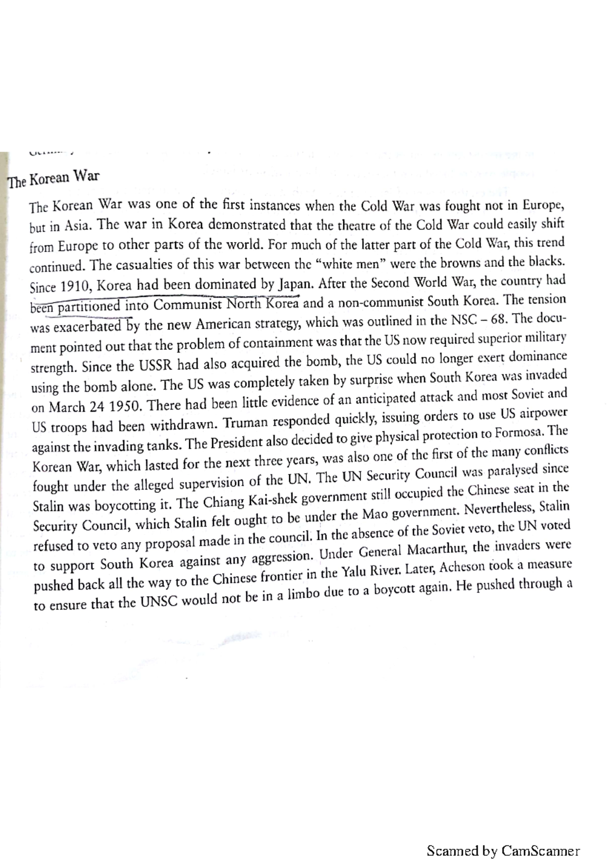 Korean War - notes - International Law - Scanned by CamScanner - Studocu