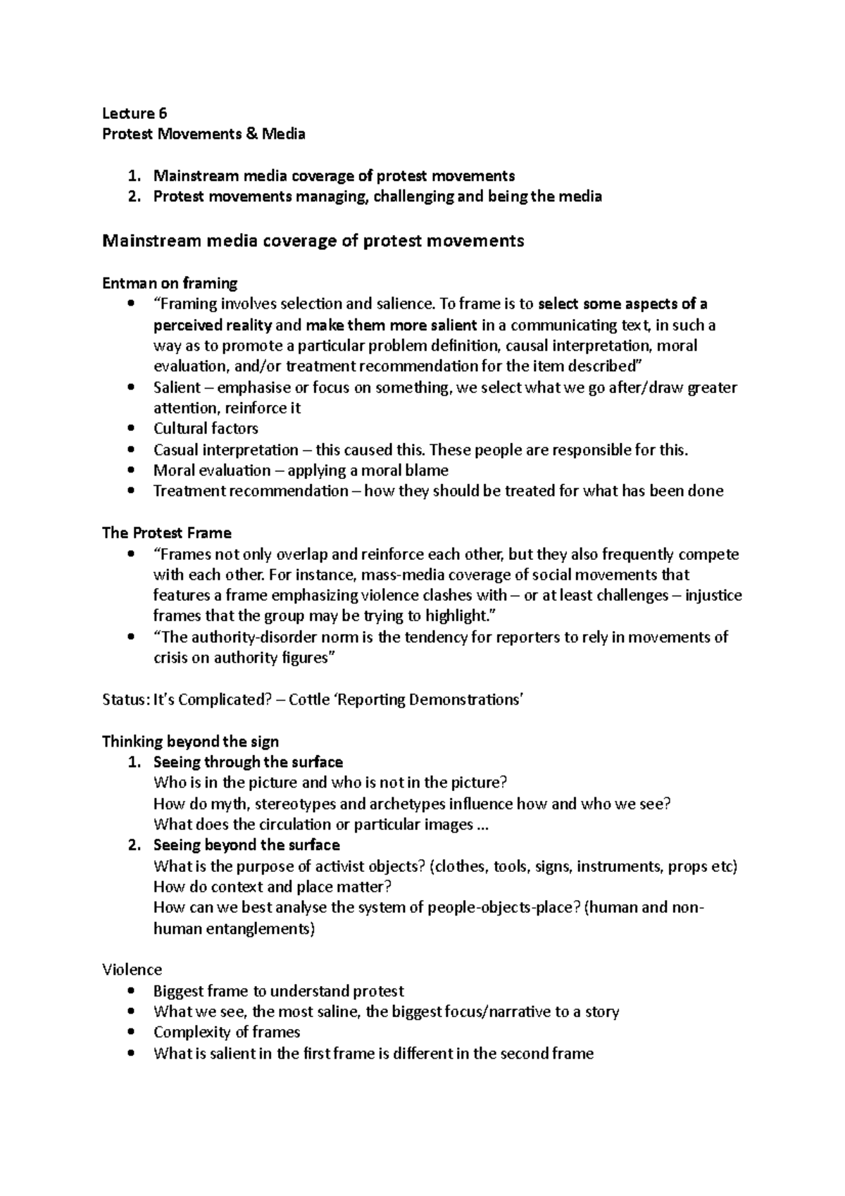Protest Movements & Media - Lecture 6 Protest Movements &amp; Media 1 ...
