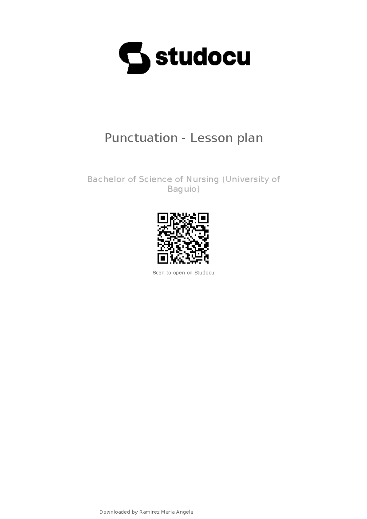 Punctuation Lesson Plan Punctuation Lesson Plan Bachelor Of Science Of Nursing University
