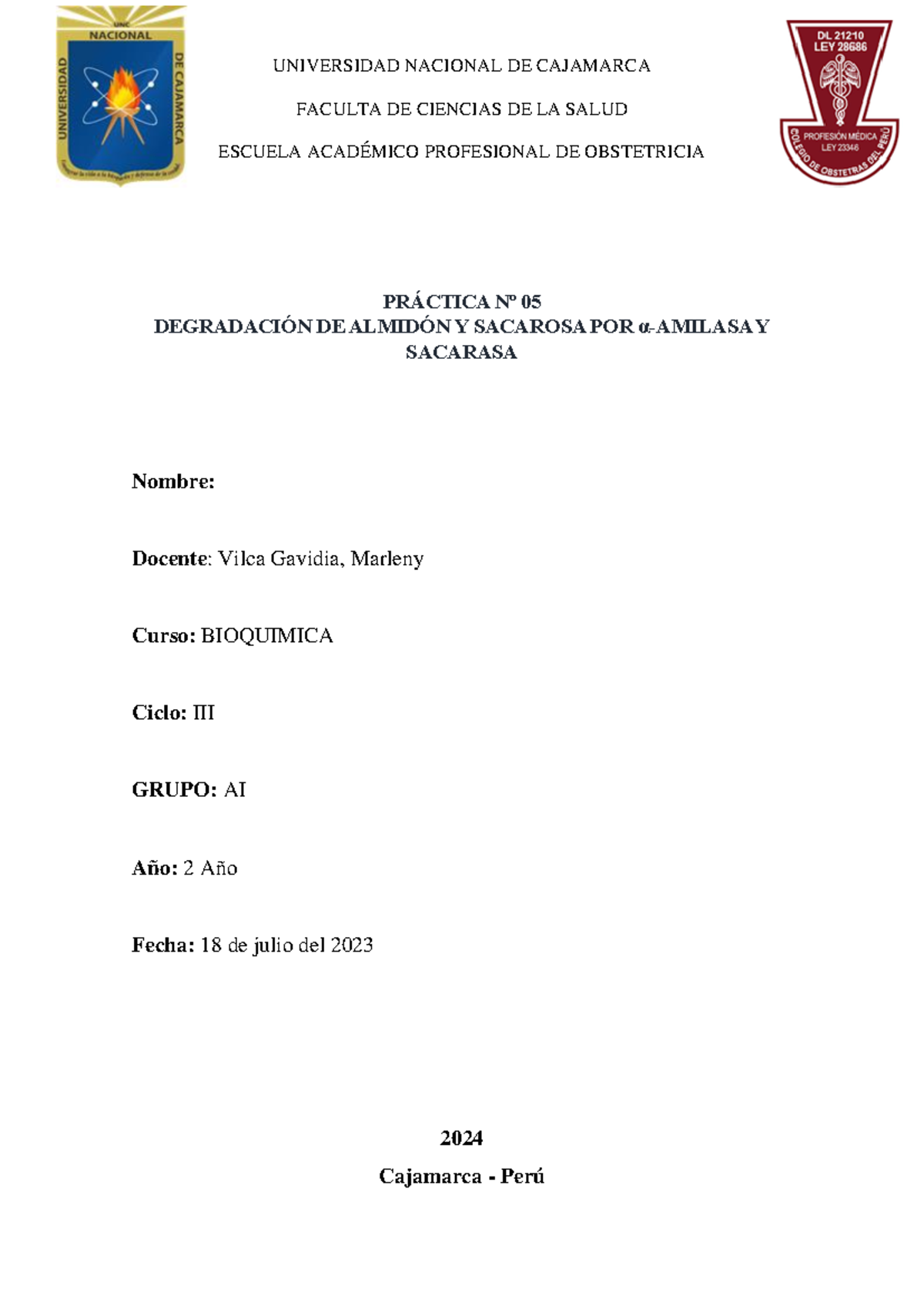 Práctica Nº 05 Degradación DE Almidón Y Sacarosa POR α- Amilasa Y ...