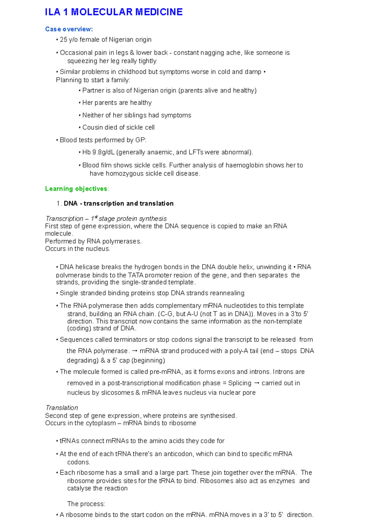ILA notes - Bones - MED101 - Sheffield - Studocu