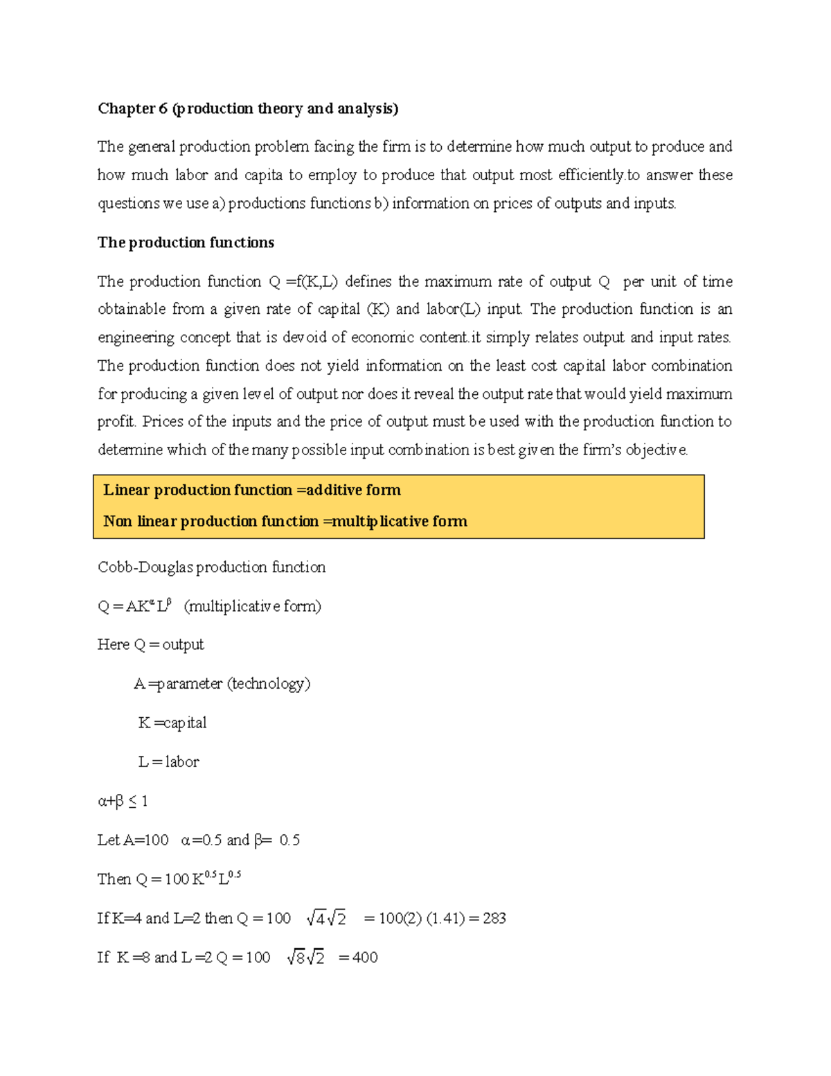 Chapter 6 (production theory and analysis) - Chapter 6 (production ...