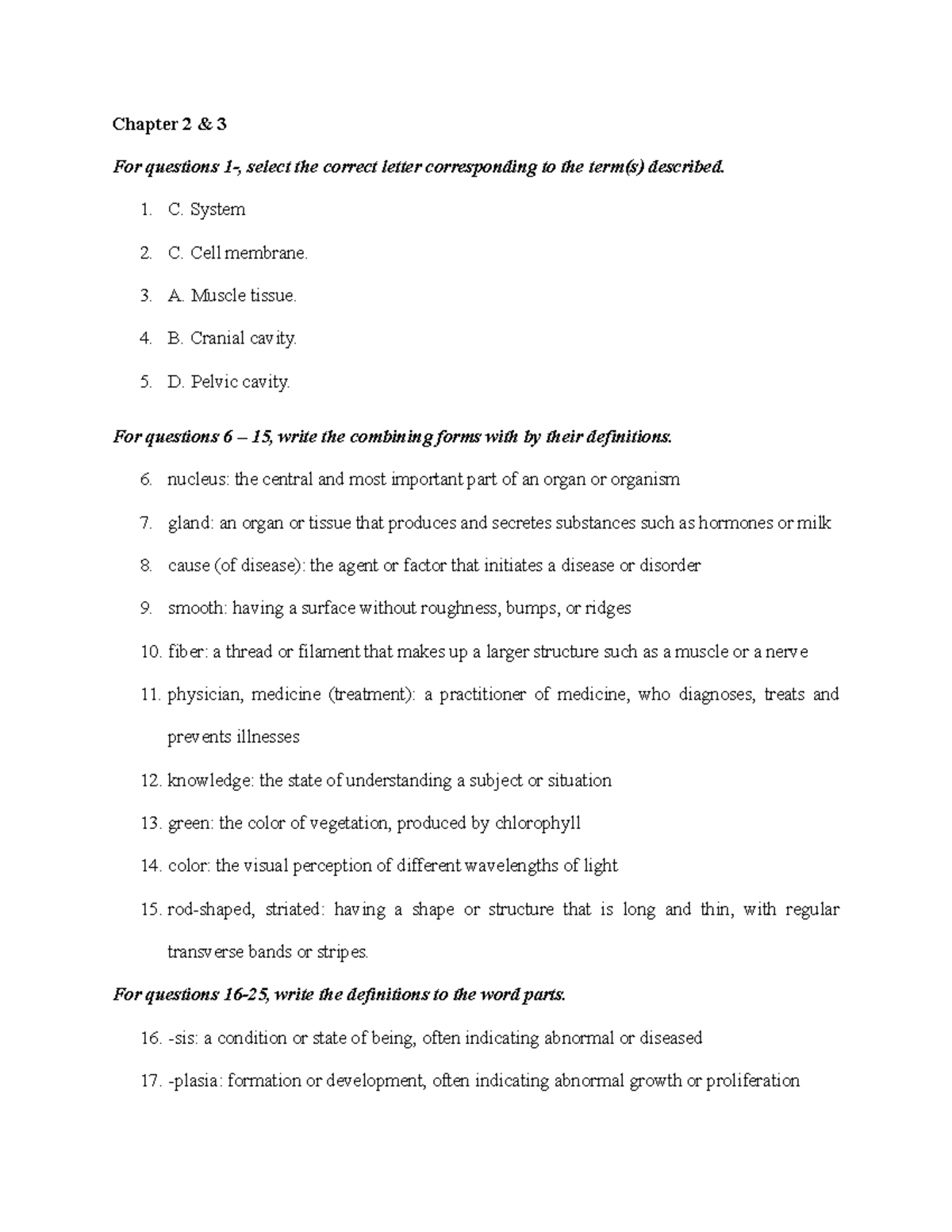 Chapter 2 & 3 Answers - Chapter 2 & 3 For questions 1-, select the ...