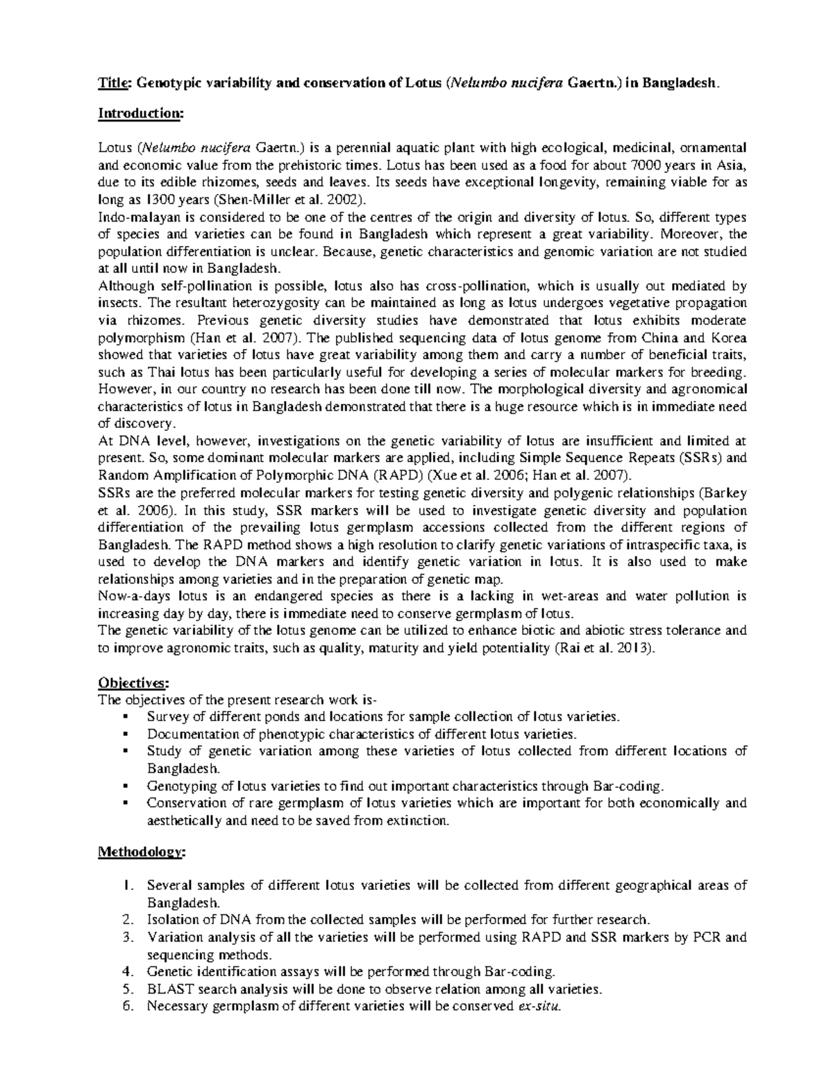 Shusanto - synopsis - For Flower - Title: Genotypic variability and ...