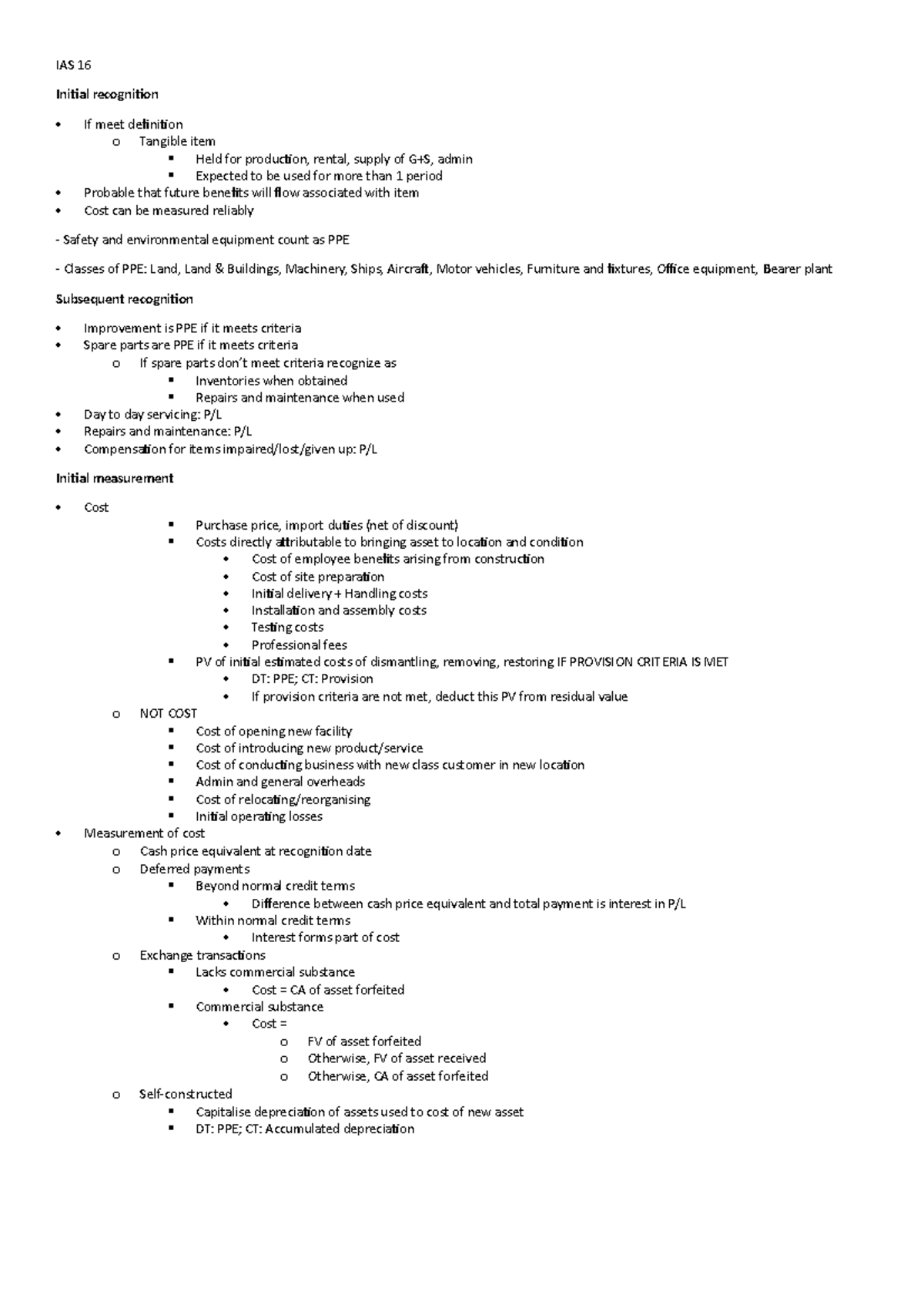 IAS 16[4816] - Summaries for IAS 16 - IAS 16 Initial recognition If ...