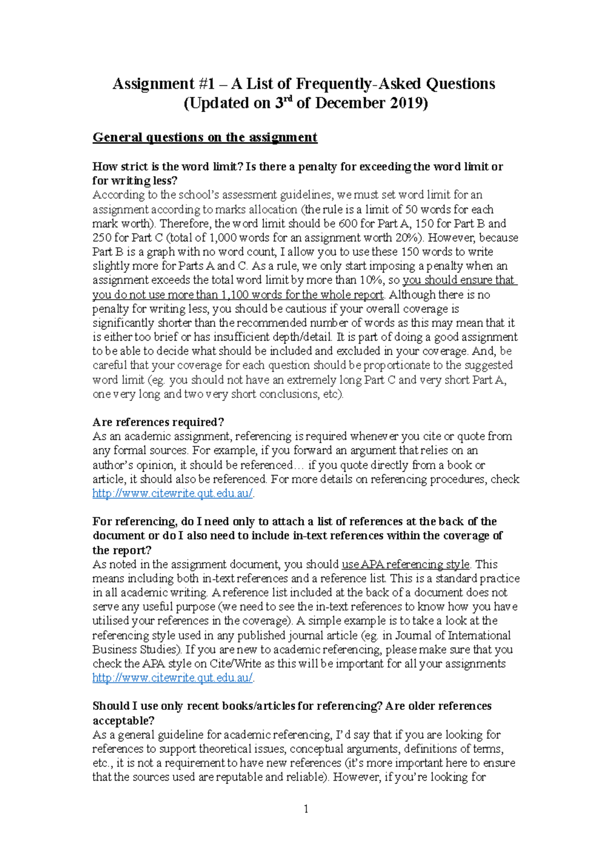 Assignment 1 FAQ sheet for summer semester 2019 - Assignment #1 – A ...
