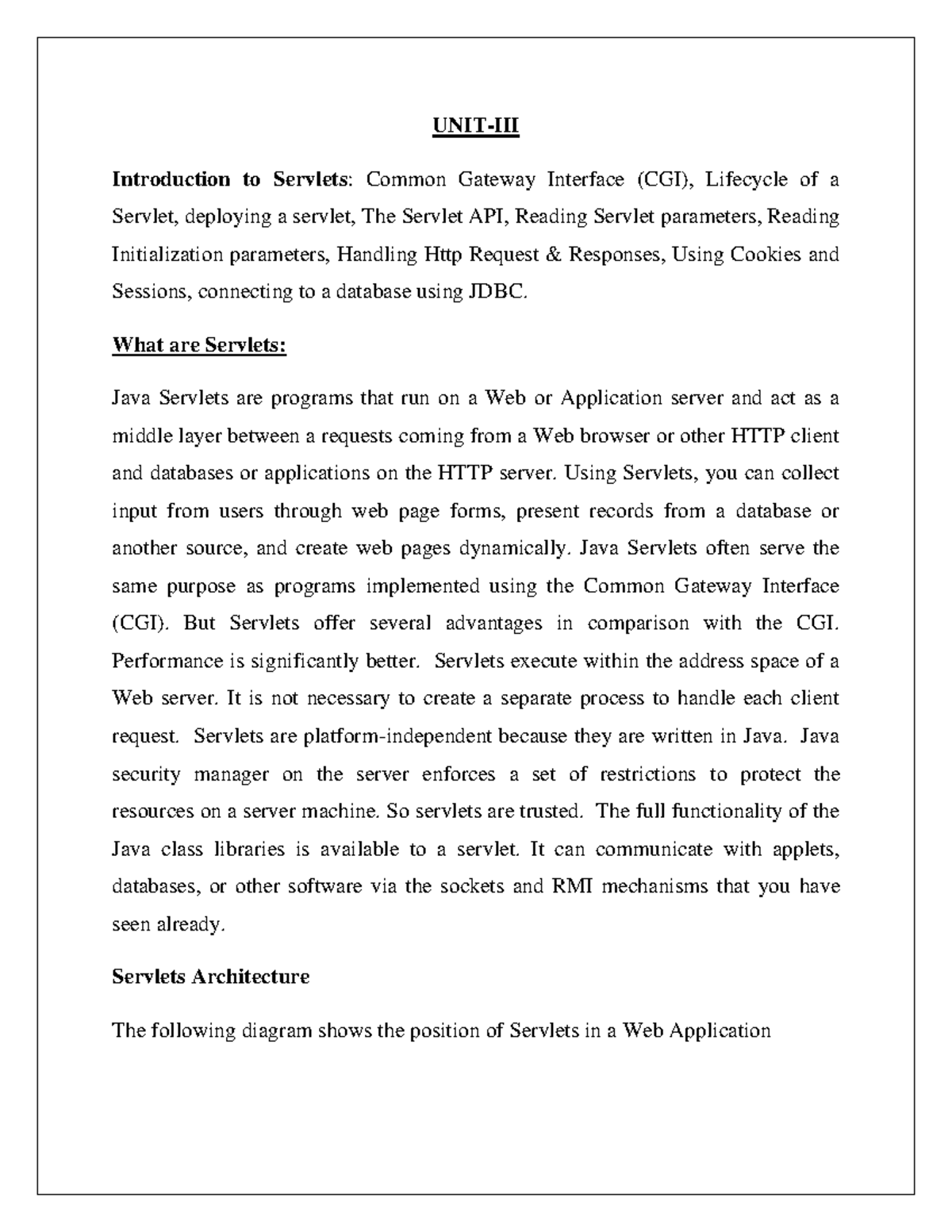 WT UNIT-III - Summary Computer Science - UNIT-III Introduction to ...