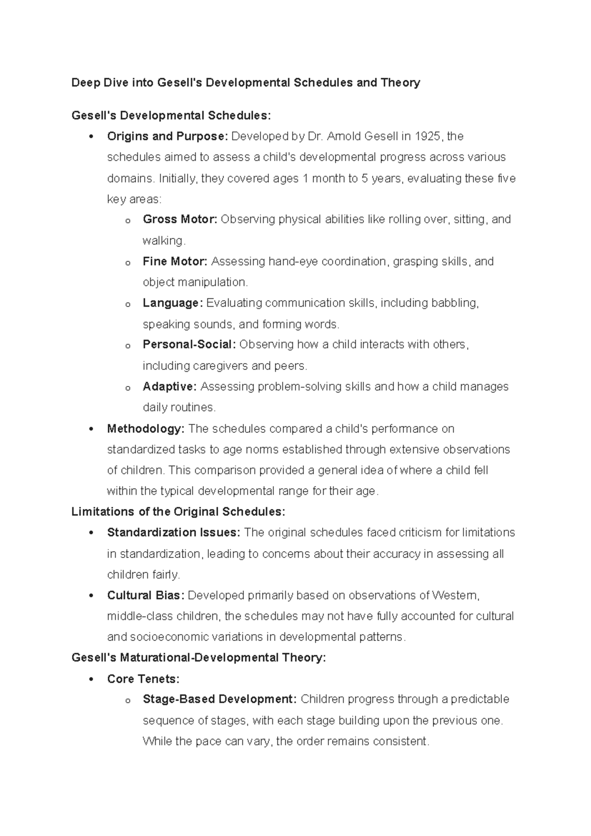 Gessel' theory - Deep Dive into Gesell's Developmental Schedules and ...