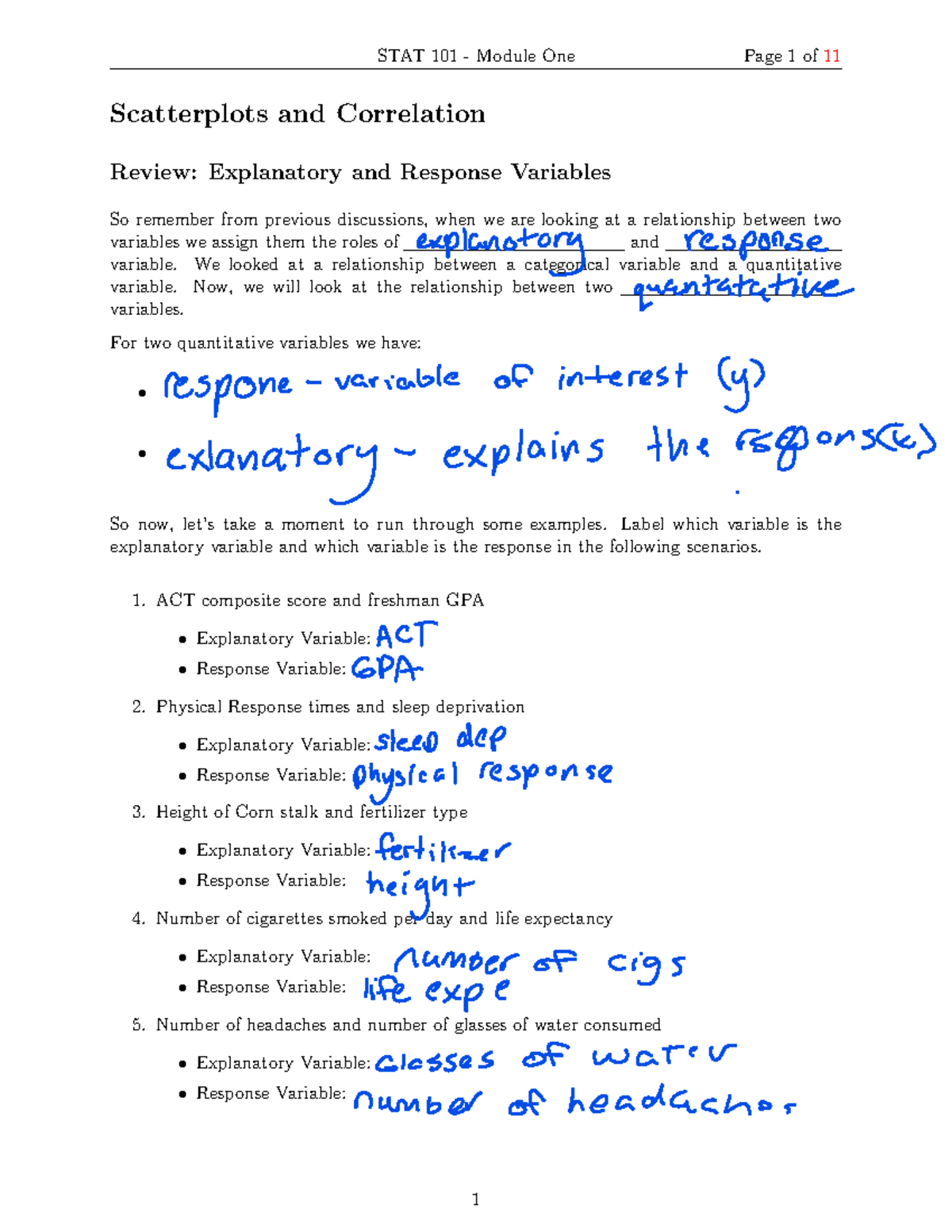 L5 Notes: Scatterplots and Correlation - Scatterplots and Correlation ...