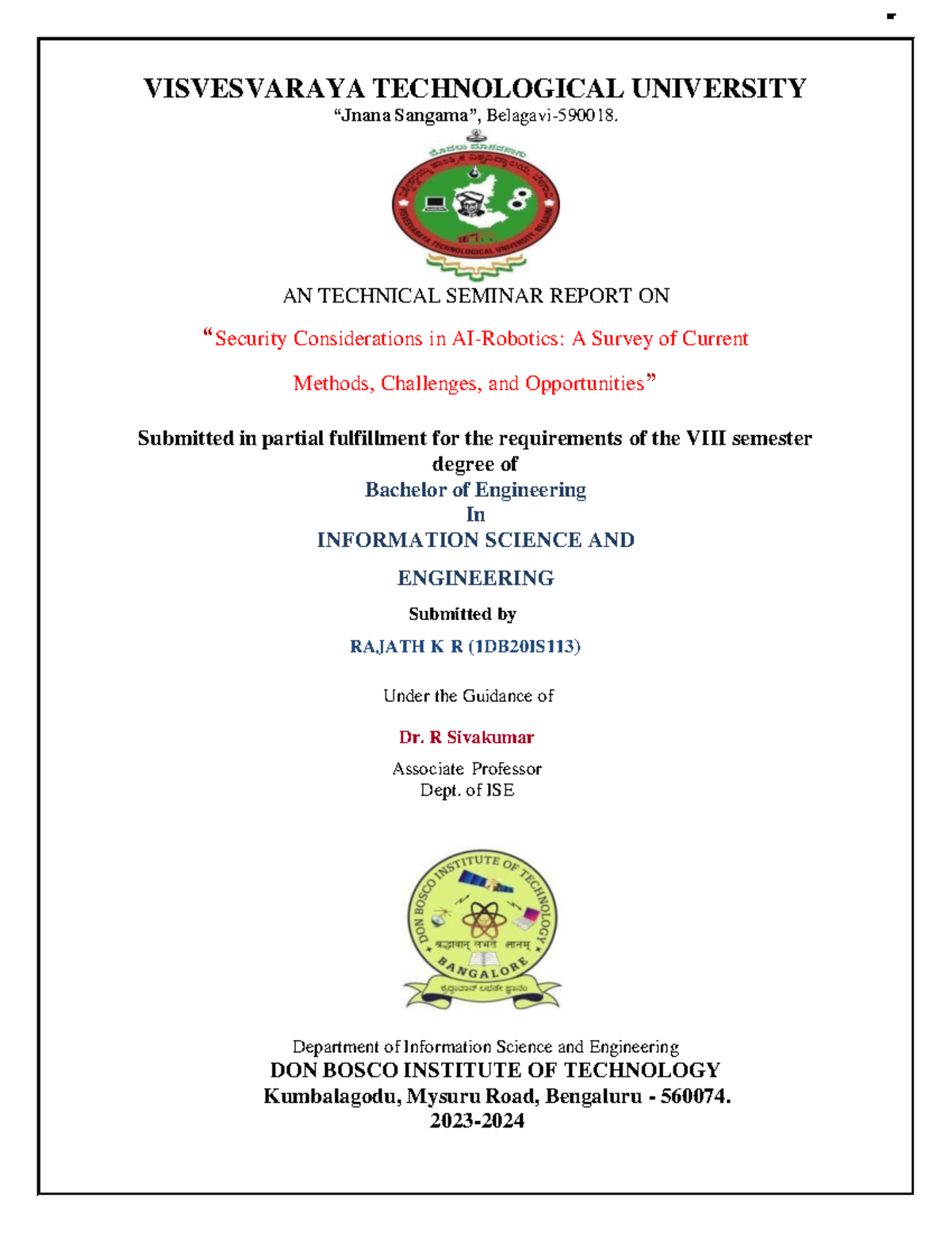 Technical seminar pdf - VISVESVARAYA TECHNOLOGICAL UNIVERSITY “Jnana ...