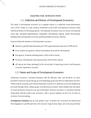 Econometrics I Chapter 1 - CHAPTER ONE INTRODUCTION TO ECONOMETRICS 1. Definition and scope of ...