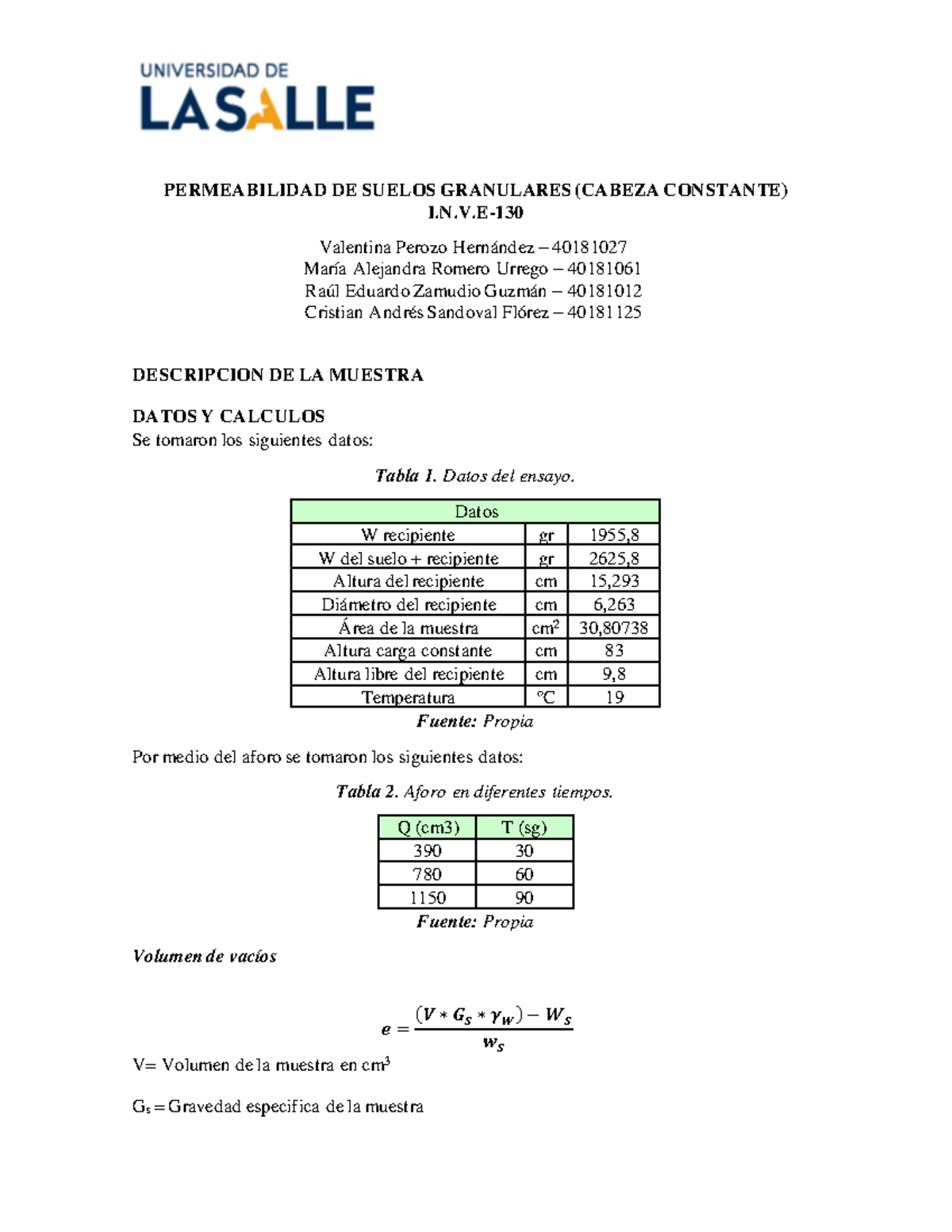 informe Permeabilidad - Warning: TT: undefined function: 32 Warning: TT: undefined function: 32 ...