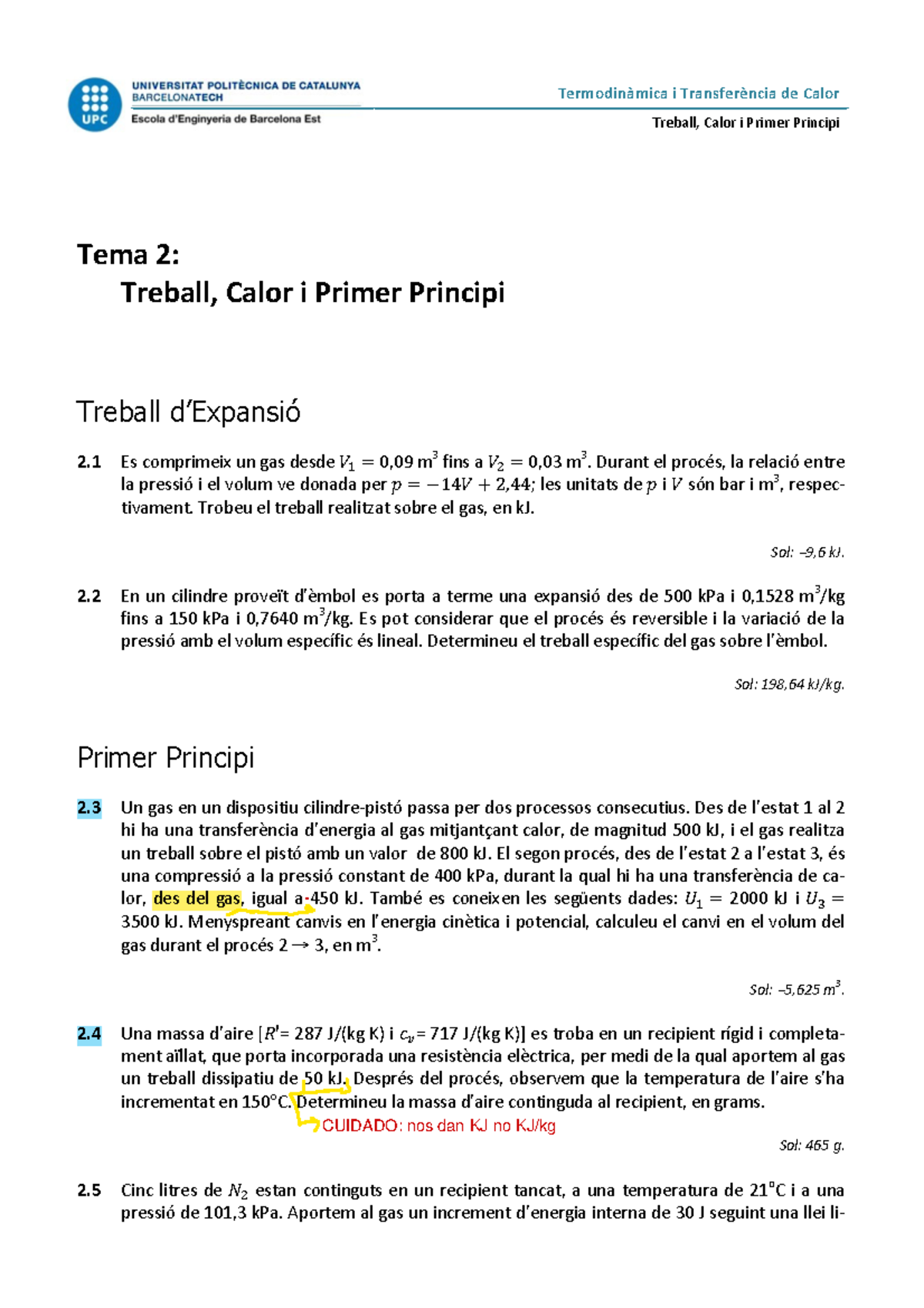 PROB. TEMA 2 - PROB. TEMA 2 - ठ⃚ ठ⃚ Termodinàmicaठ⃚iठ⃚Transferènciaठ⃚deठ⃚Calorठ⃚ठ⃚ ठ⃚ - Studocu