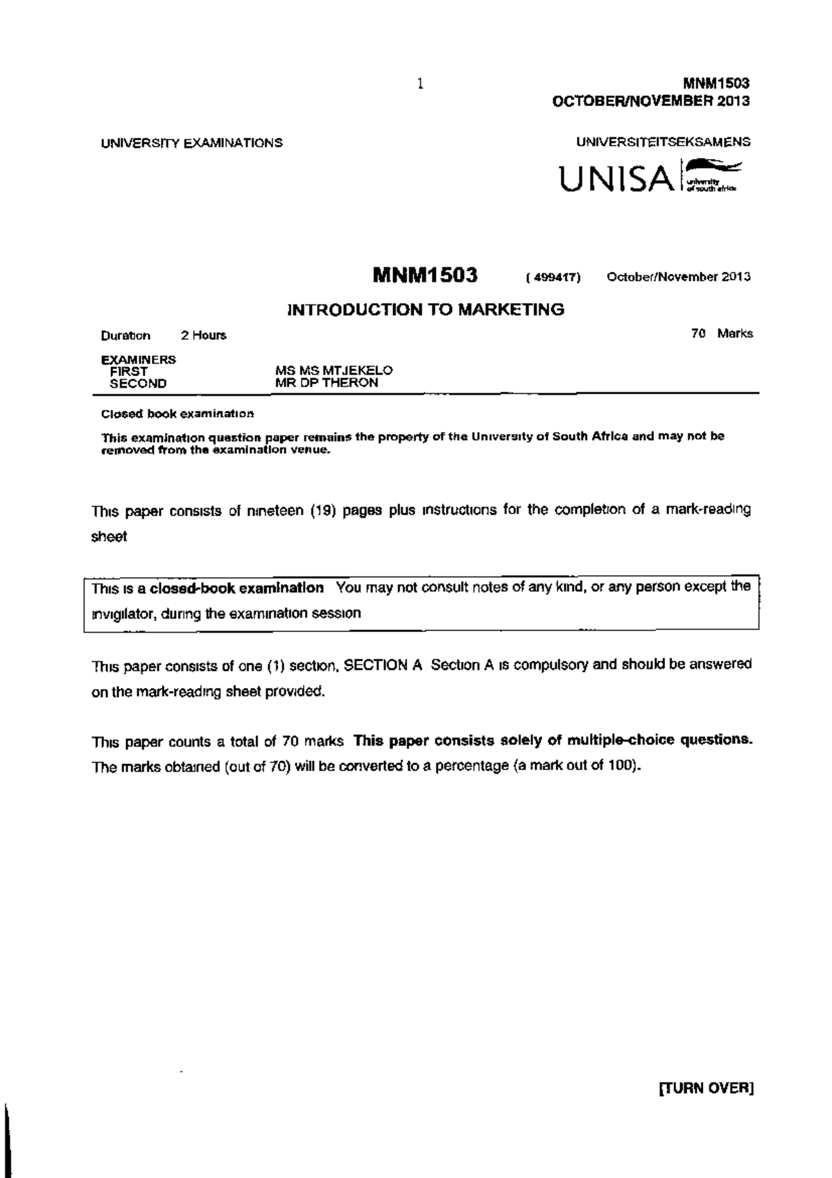 MNM1503 Past paper 2 1 - MNM 1503 - Studocu